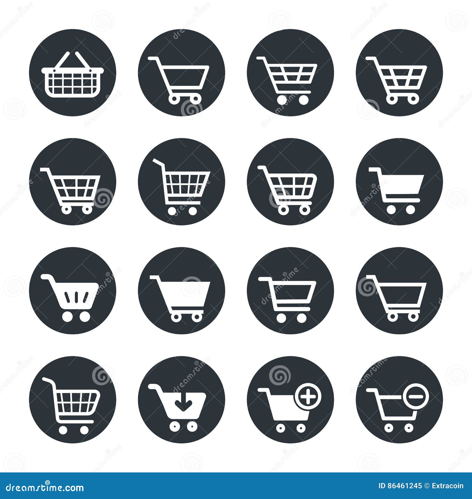 Shopping carts icon set stock vector. Illustration of ecommerce - 86461245
