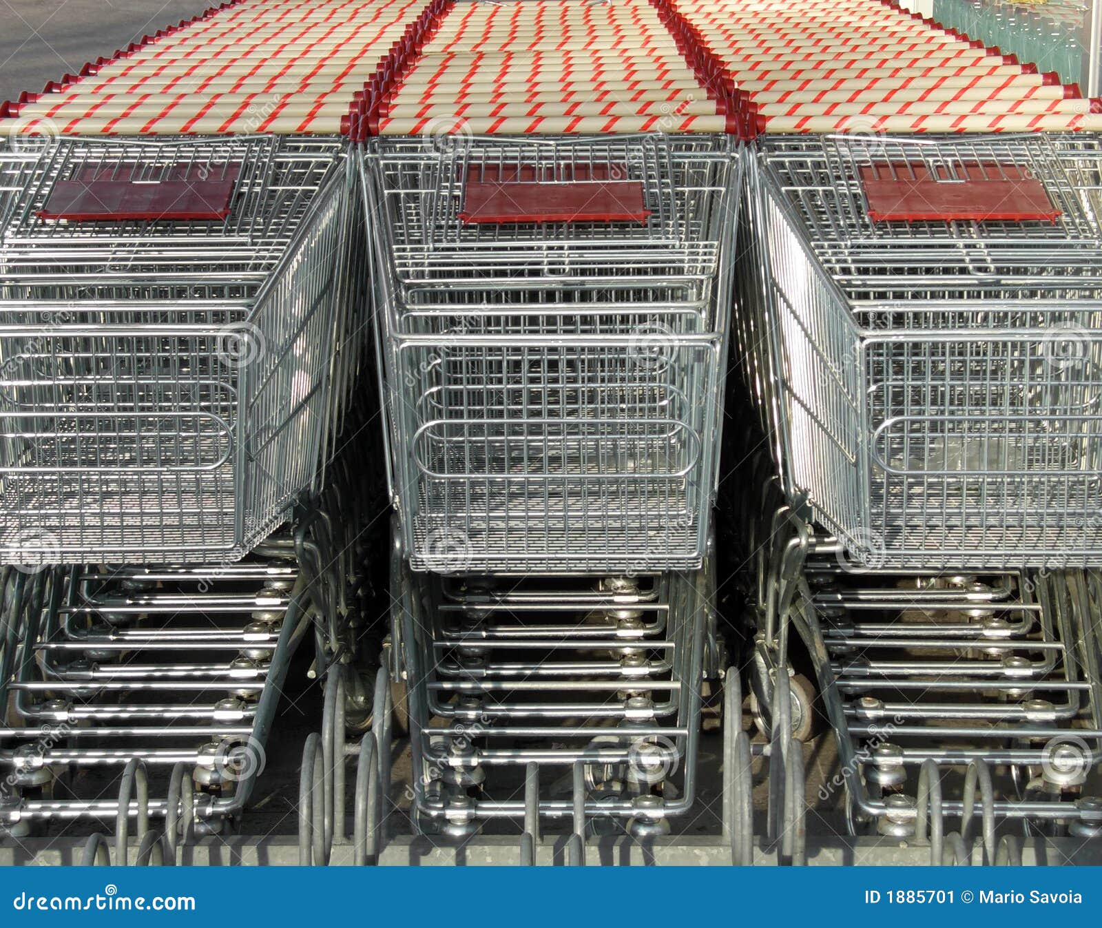 Shopping Carts Parked, Front View Stock Image - Image of metal ...