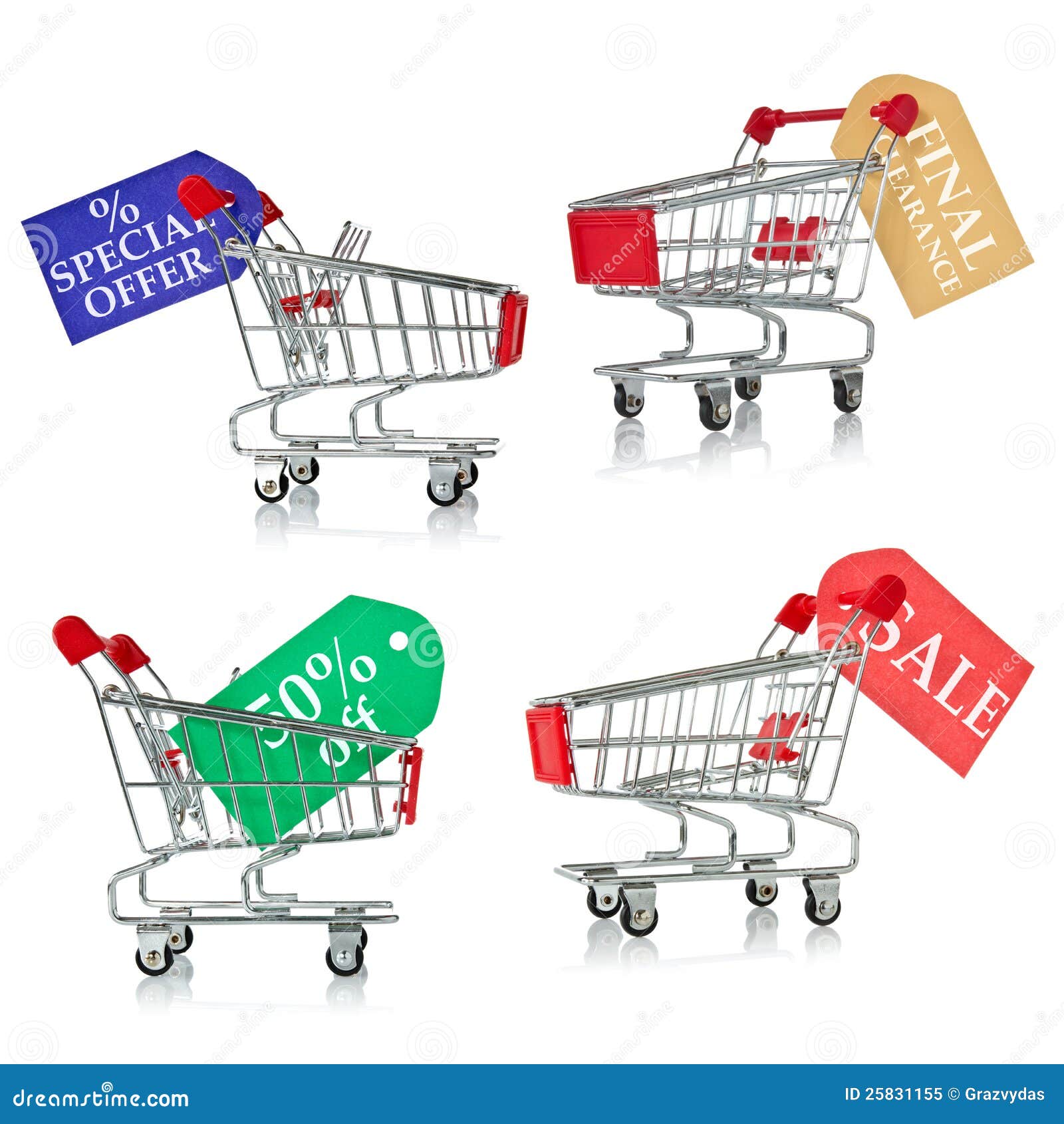 Shopping Carts with Tags of Discount and Sale Stock Illustration ...