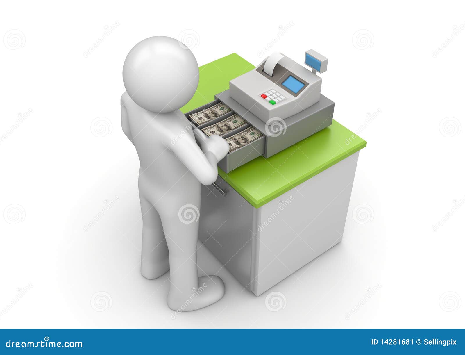 Shopping - Cashier at work stock illustration. Illustration of isolated ...