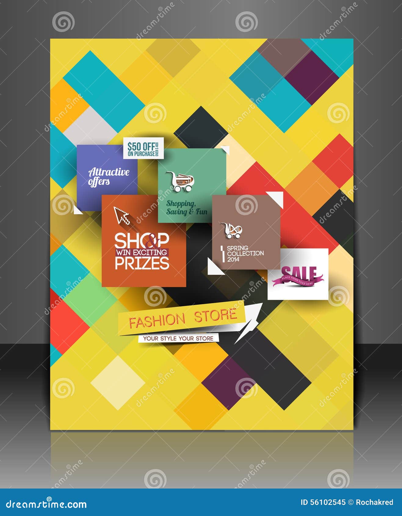 Shopping Center Store Flyer Stock Vector - Illustration of layout ...