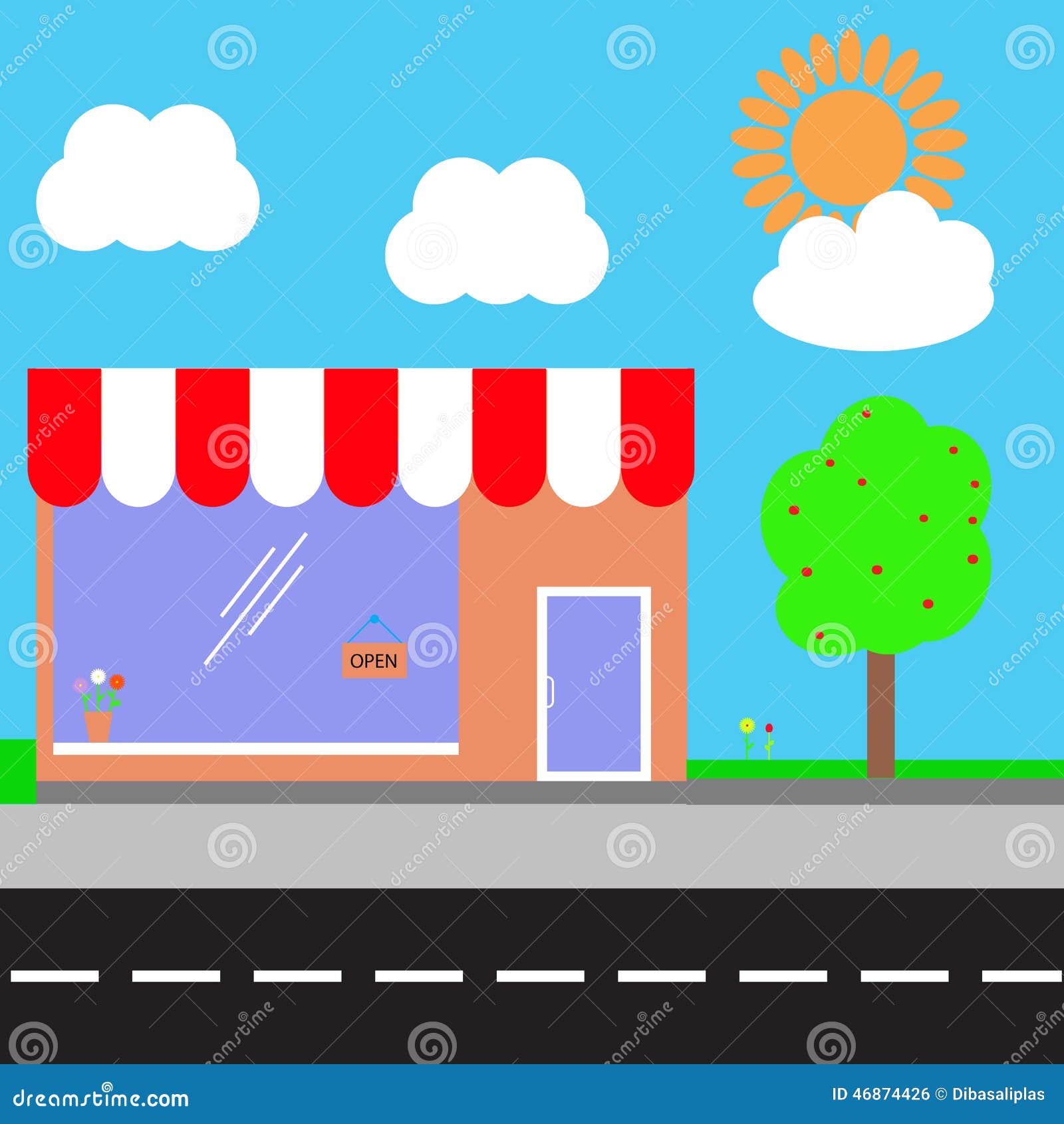 Shopping Center. Vector Illustration Stock Vector - Illustration of ...