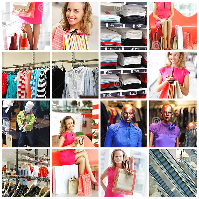 Shopping collage stock image. Image of commercial, female - 15265253