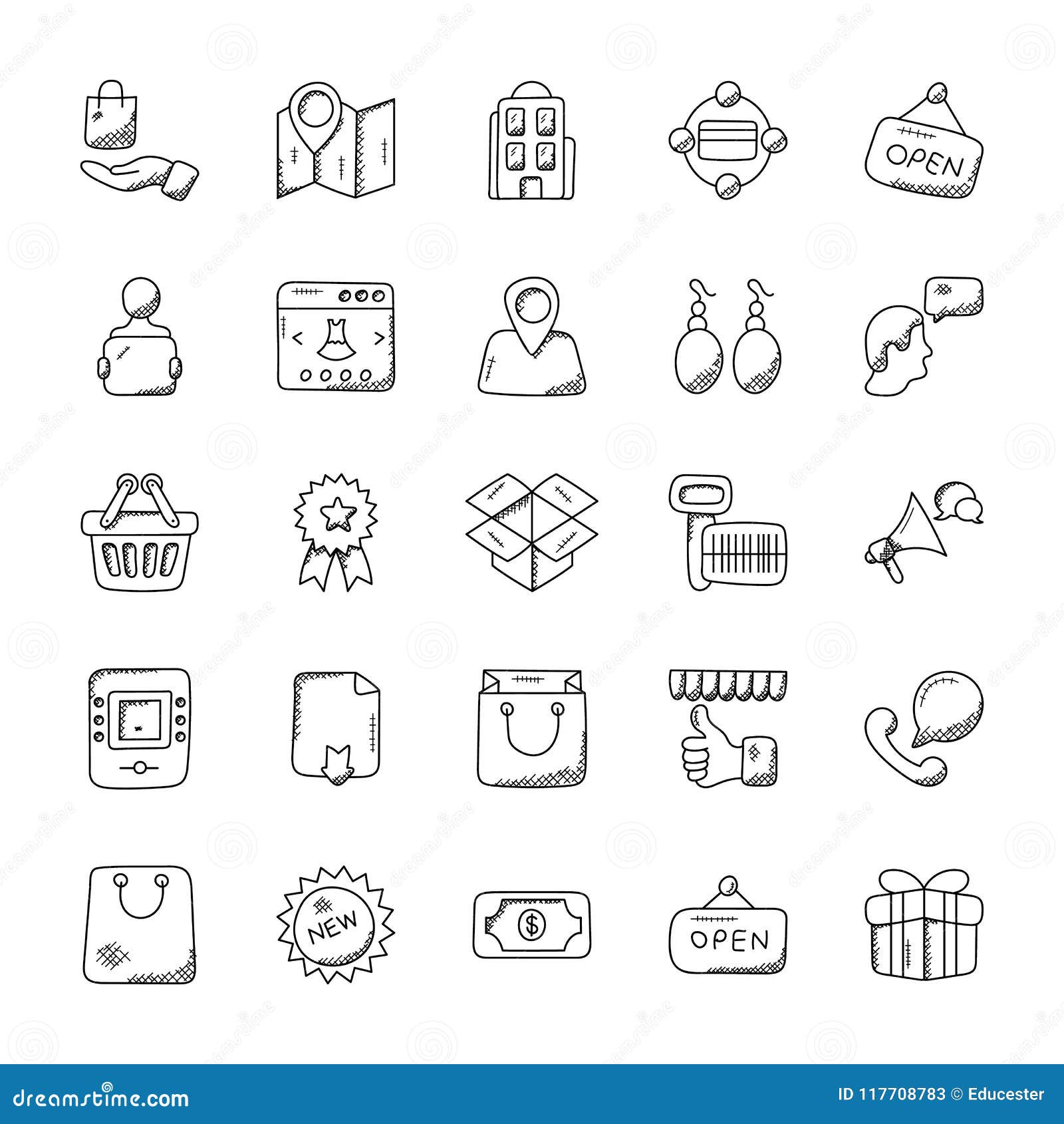 Creative Doodles for Shopping Stock Illustration - Illustration of bags ...