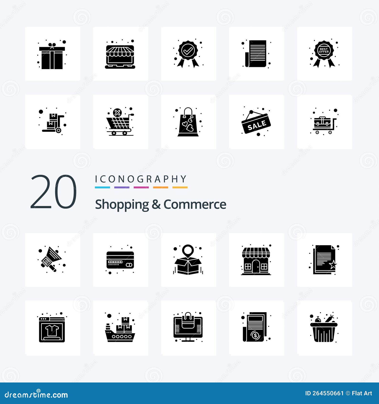 20 Shopping and Commerce Solid Glyph Icon Pack Like Wish List Favorite ...
