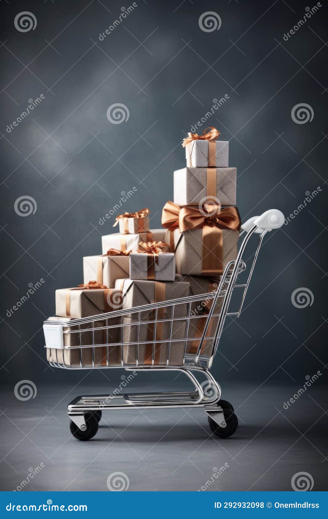 Shopping Concept. Shopping Cart Full of Gift Boxes with Christmas ...