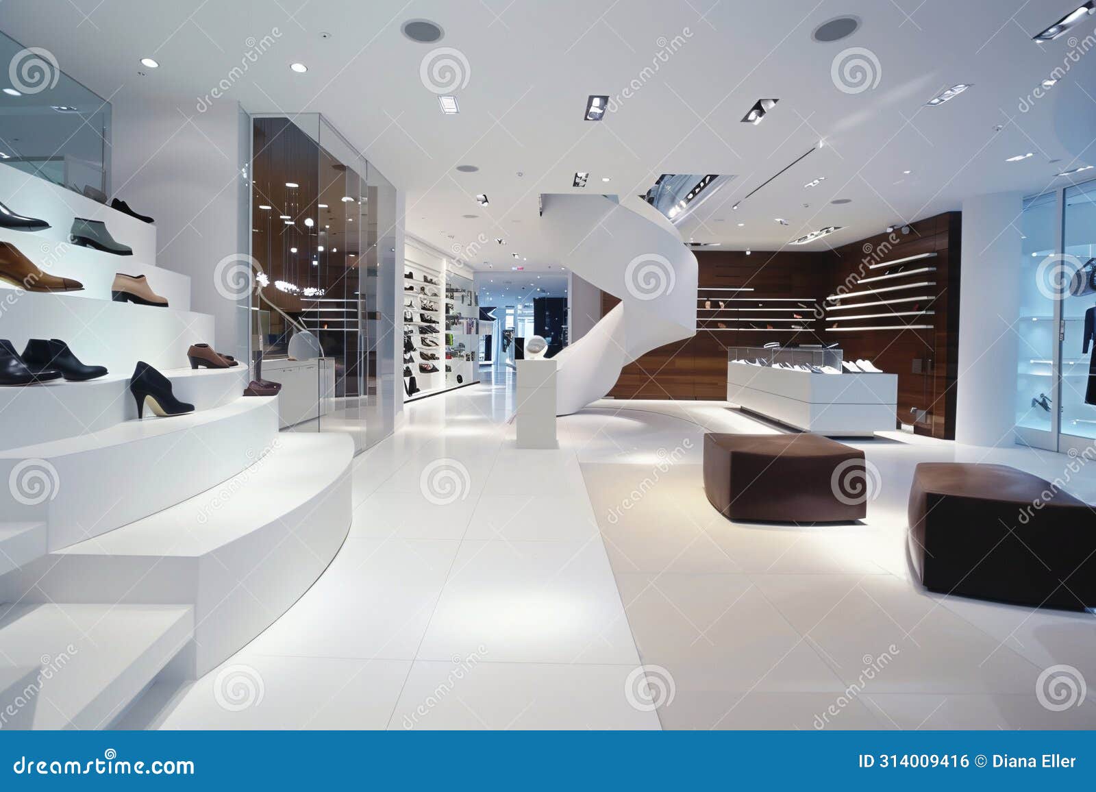 Shopping Concept - Interior of Modern Shoe Store in the Mall Stock ...