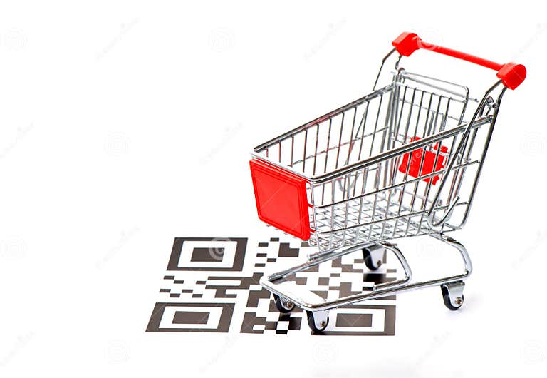 Shopping Concept with QR Code and Cart Stock Image - Image of equipment ...