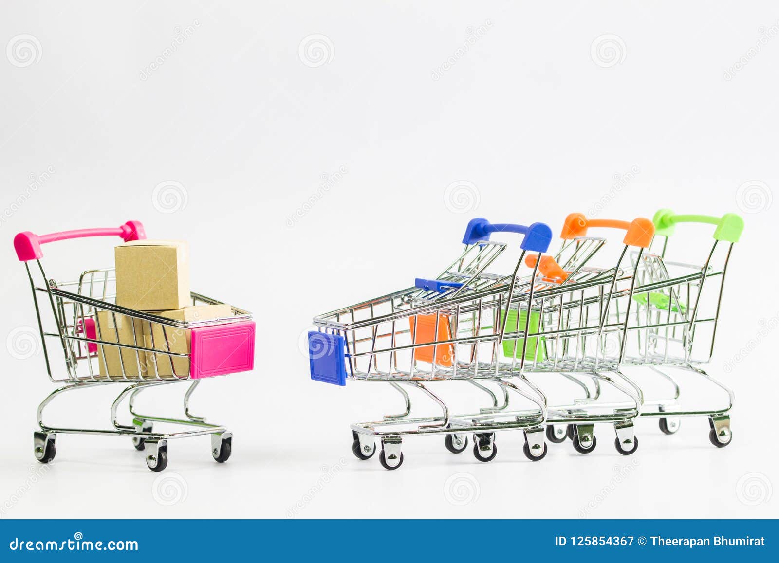 Shopping Concepts: Cardboard Boxes Put the Ordered Goods by the Stock ...