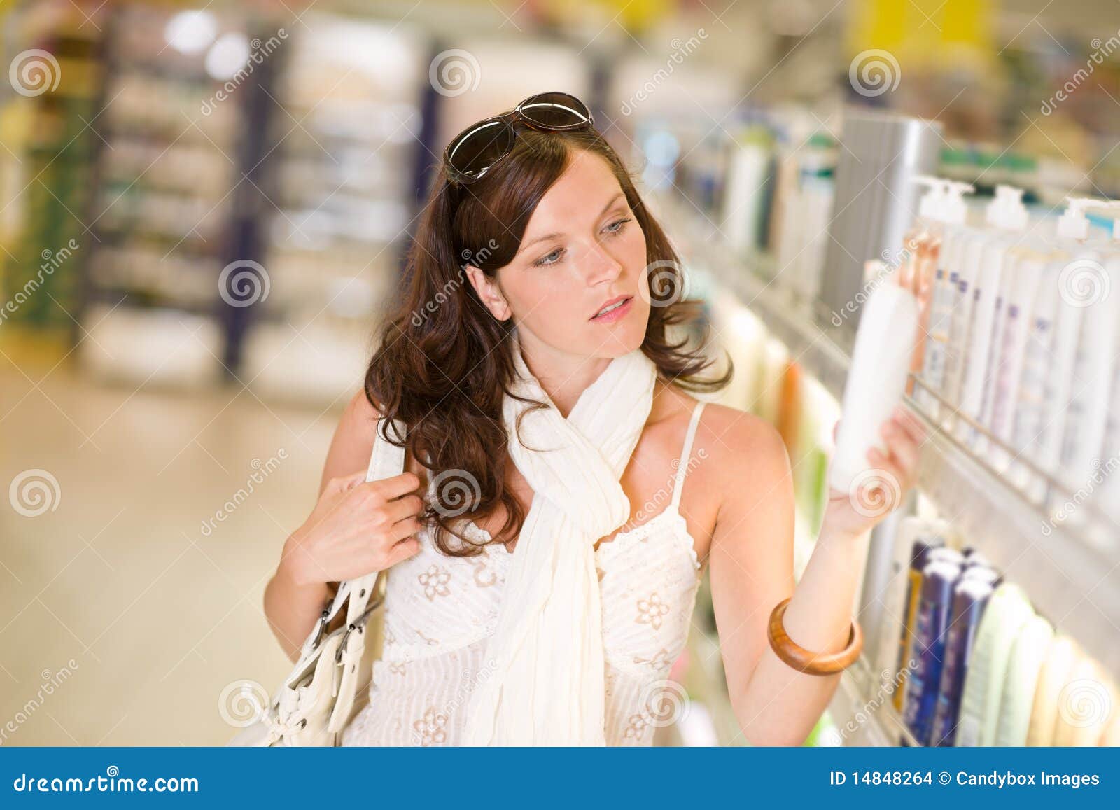 Shopping Cosmetics - Woman Choose Shampoo Stock Photo - Image of adult ...