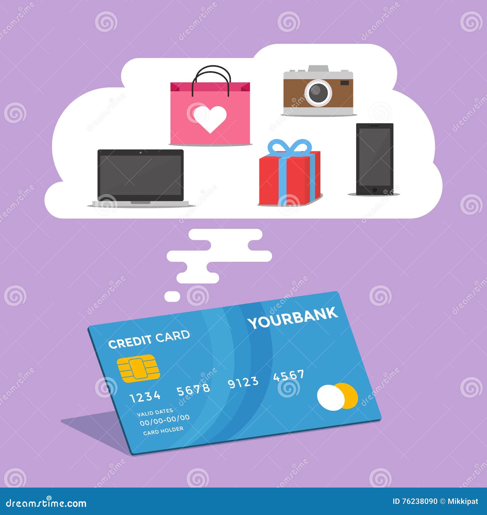 Shopping by Credit Card Concept. Stock Vector - Illustration of gift ...