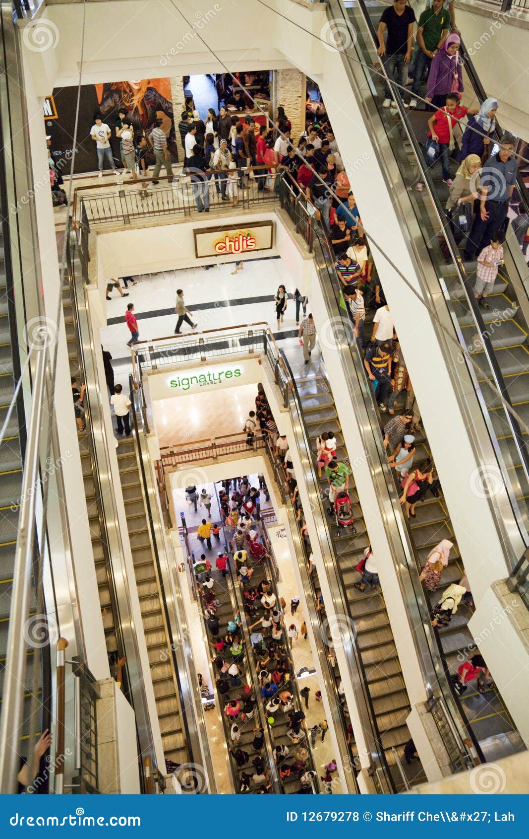 Shopping Crowd on Escalator Editorial Stock Photo - Image of people ...
