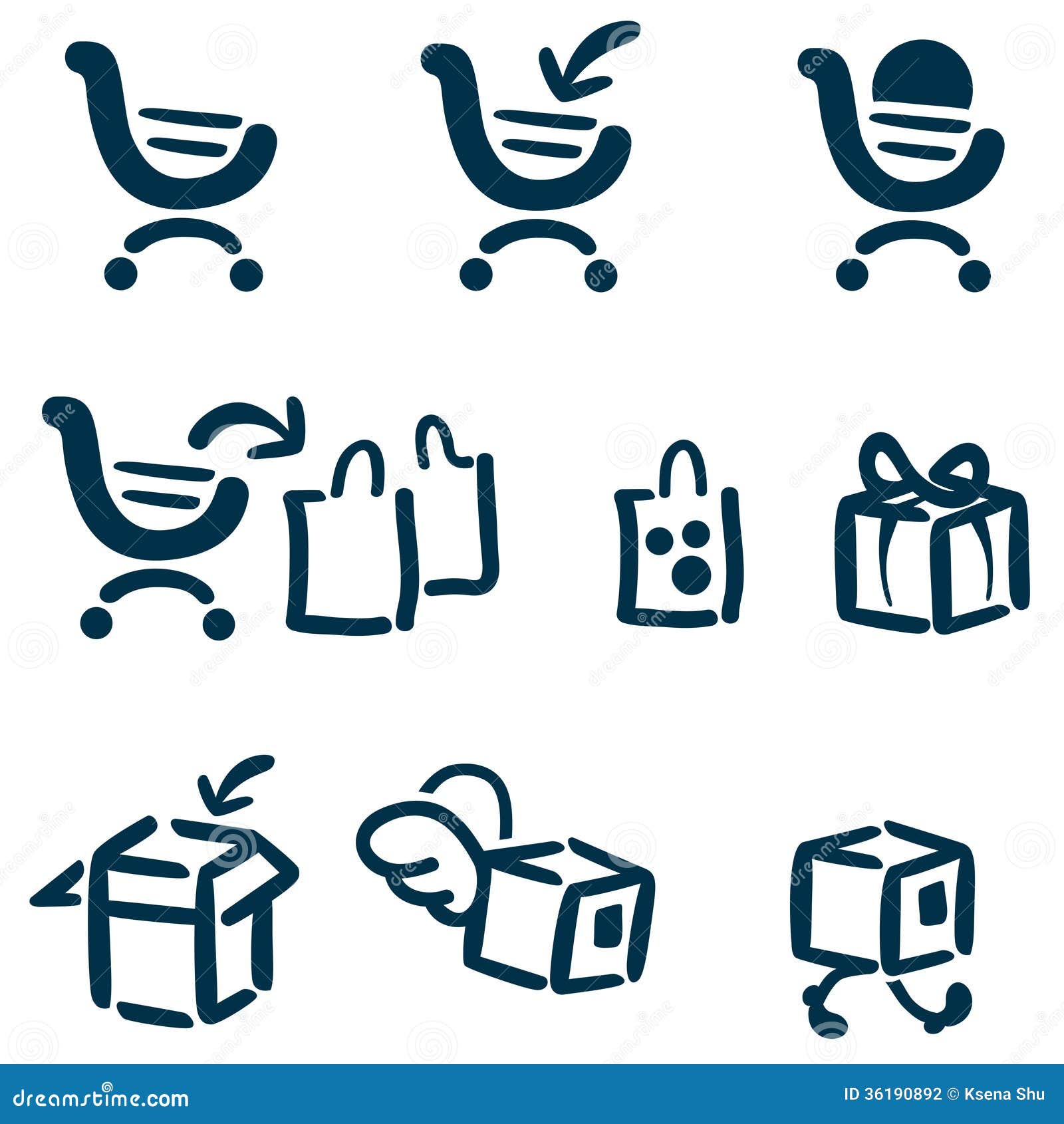 Shopping and Delivery Icon Set Stock Vector - Illustration of business ...