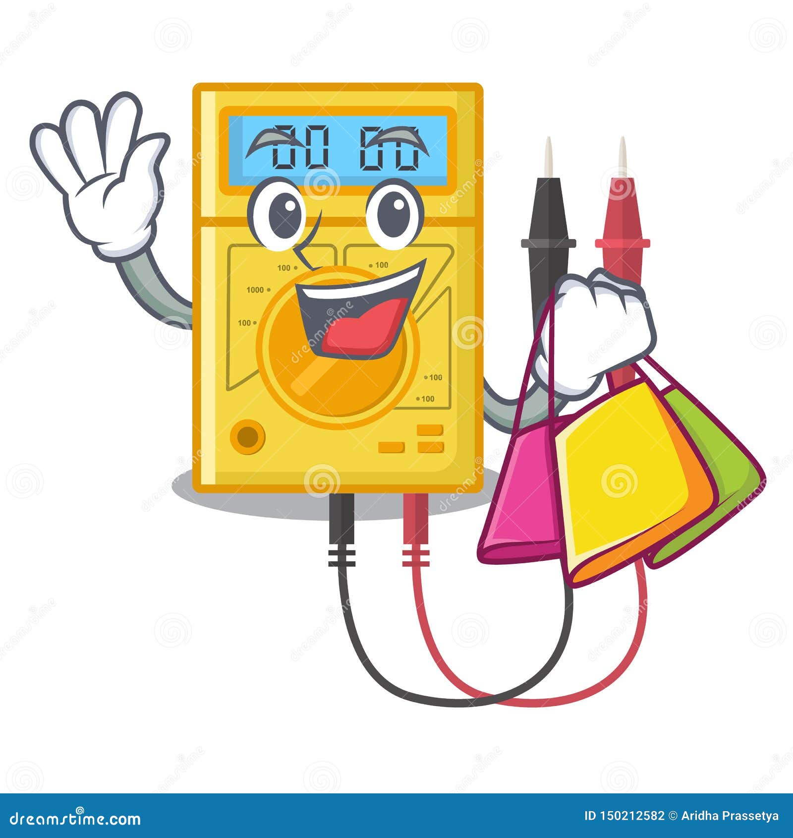 Shopping Digital Multimeter Isolated with the Character Stock Vector ...