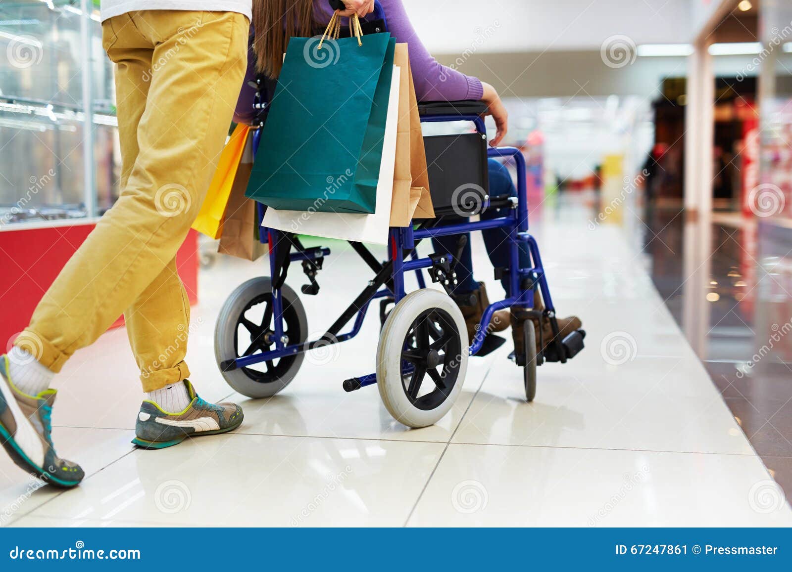 Shopping with Disable Girlfriend Stock Image - Image of together, walk ...