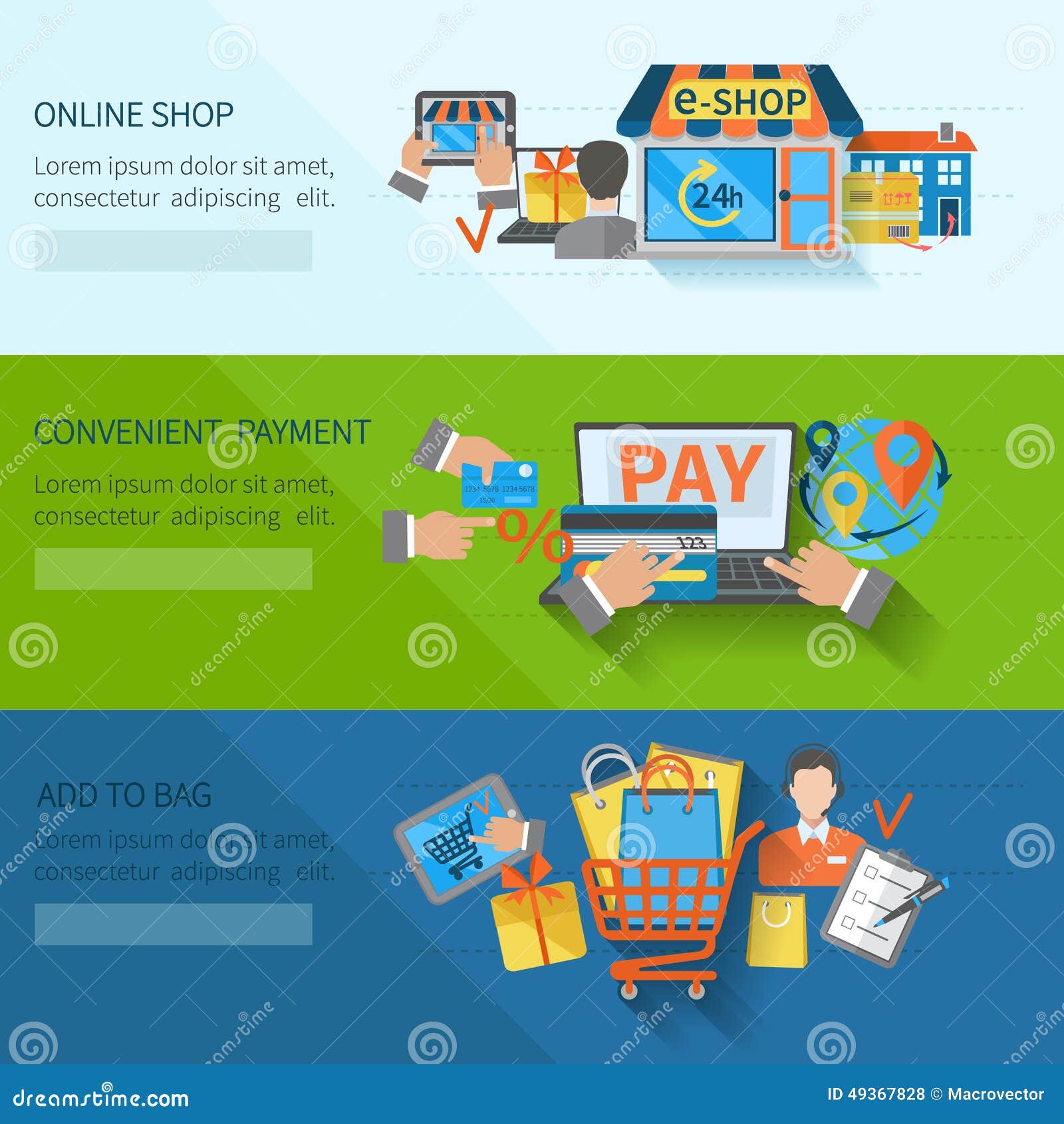 Shopping E Commerce Banners Stock Vector Illustration Of Express