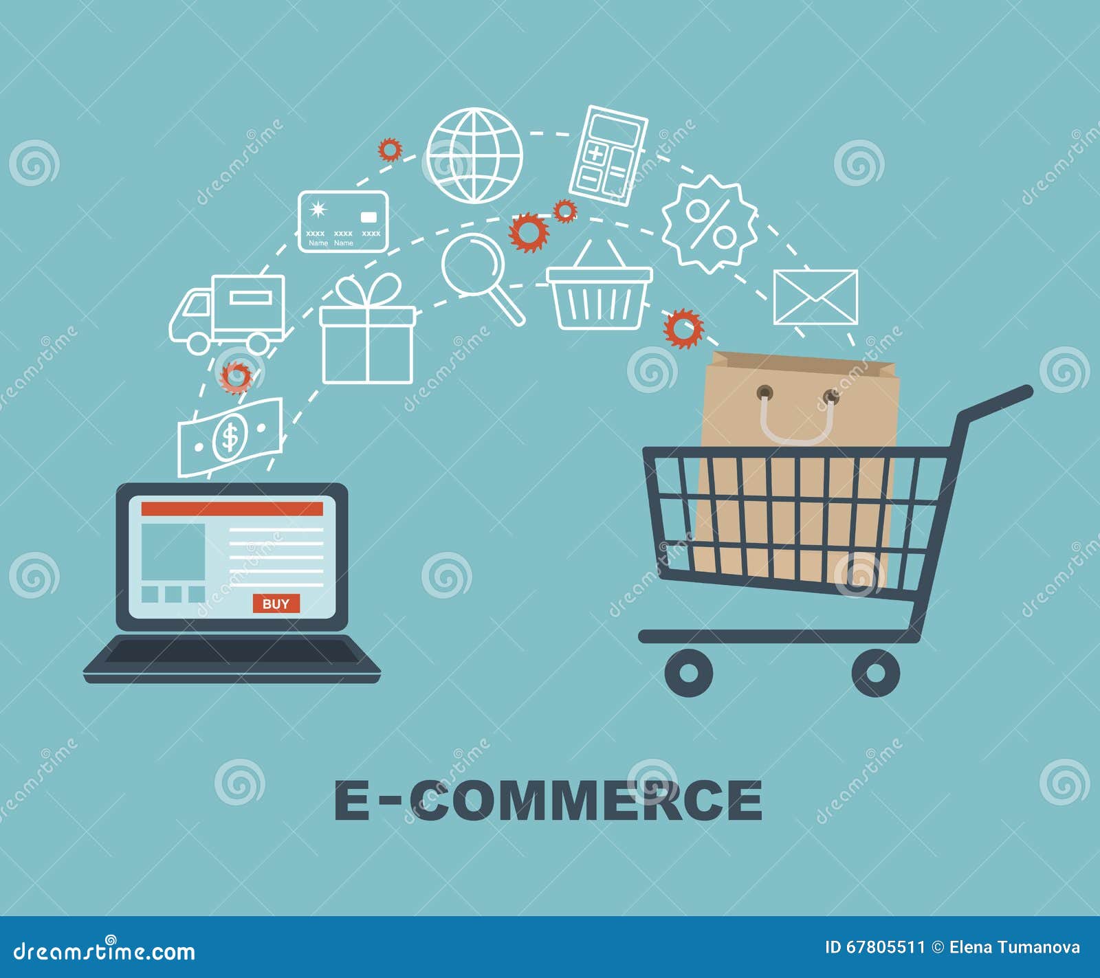 Shopping and E-commerce Graphic Design with Icons. Stock Vector ...