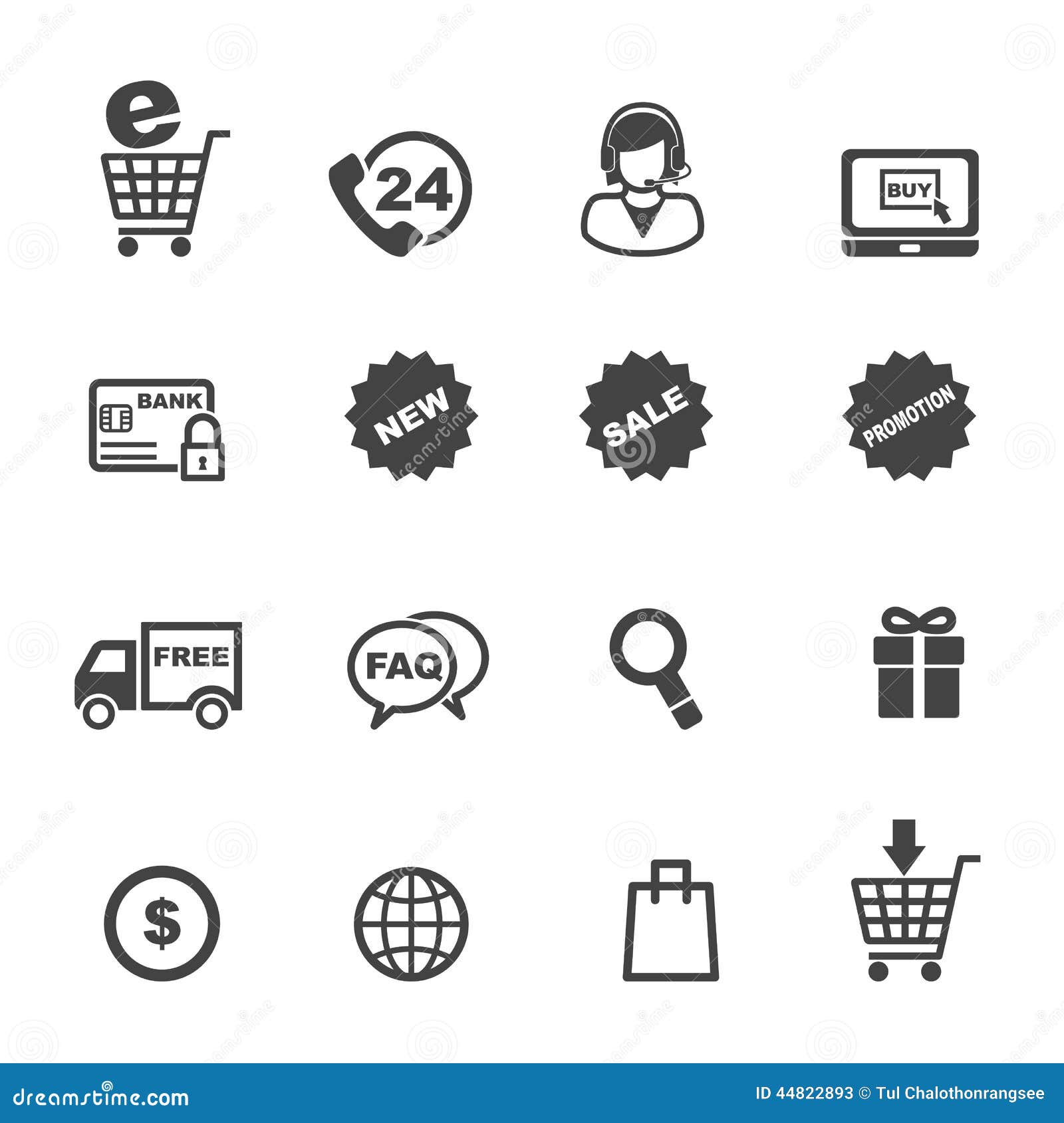 Shopping and E-commerce Icons Stock Vector - Illustration of mono ...