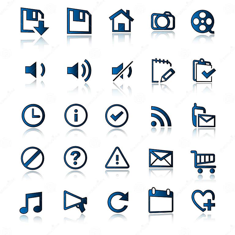 Shopping and E-commerce White & Blue Icon Set Stock Vector ...