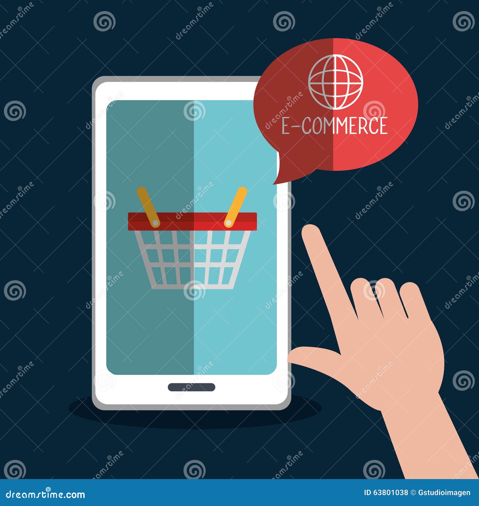 Shopping and ecommerce stock vector. Illustration of hand - 63801038