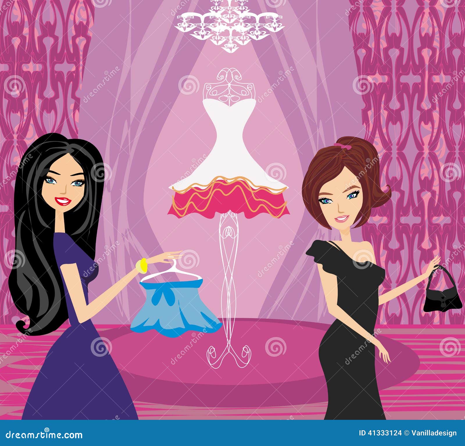 Shopping in Elegant Boutique Stock Vector - Illustration of lifestyle ...