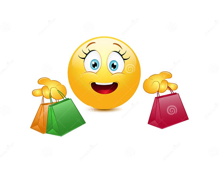 Shopping emoticon stock vector. Illustration of holding - 38782364