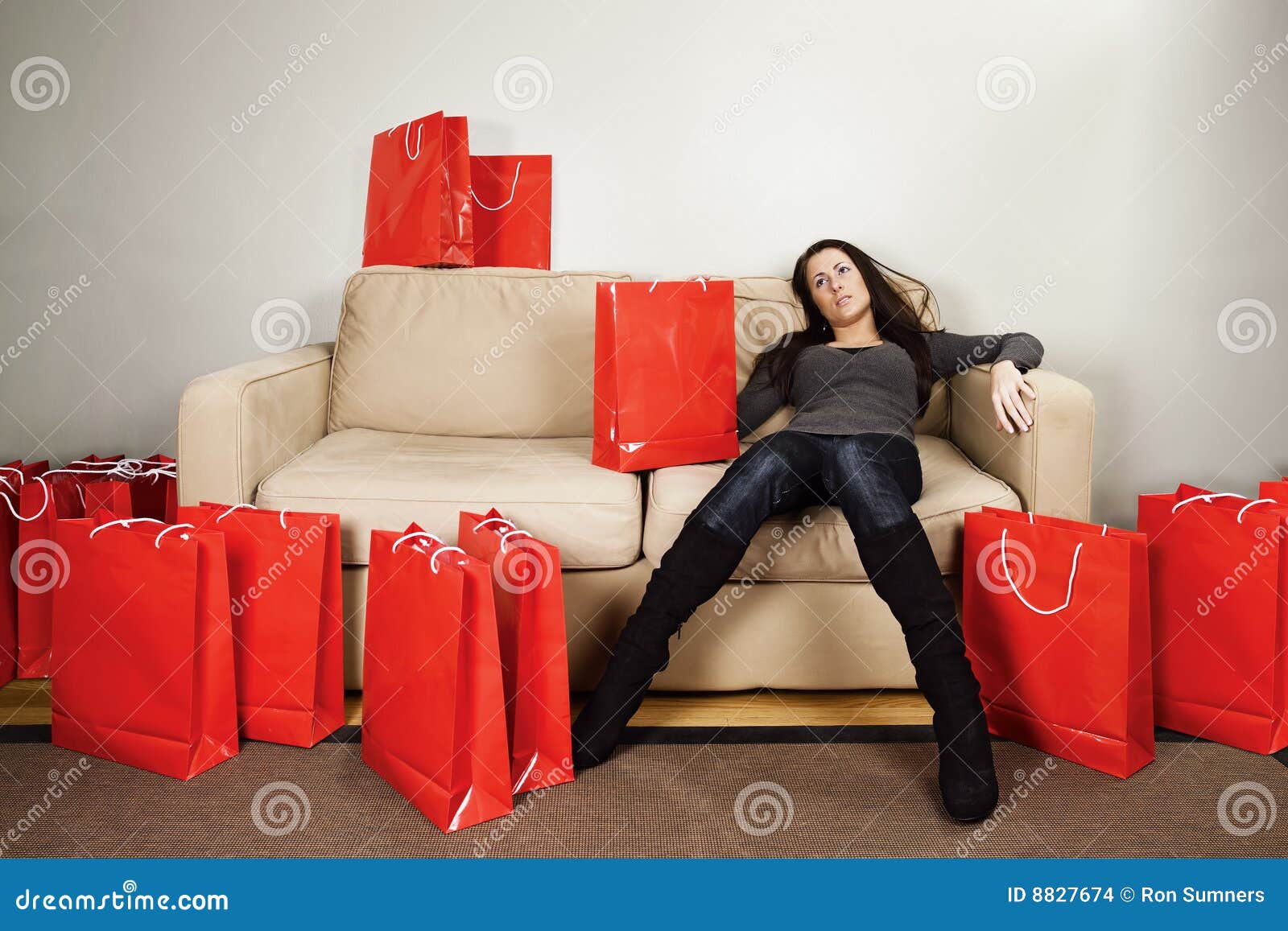 Shopping exhaustion stock photo. Image of adult, room - 8827674