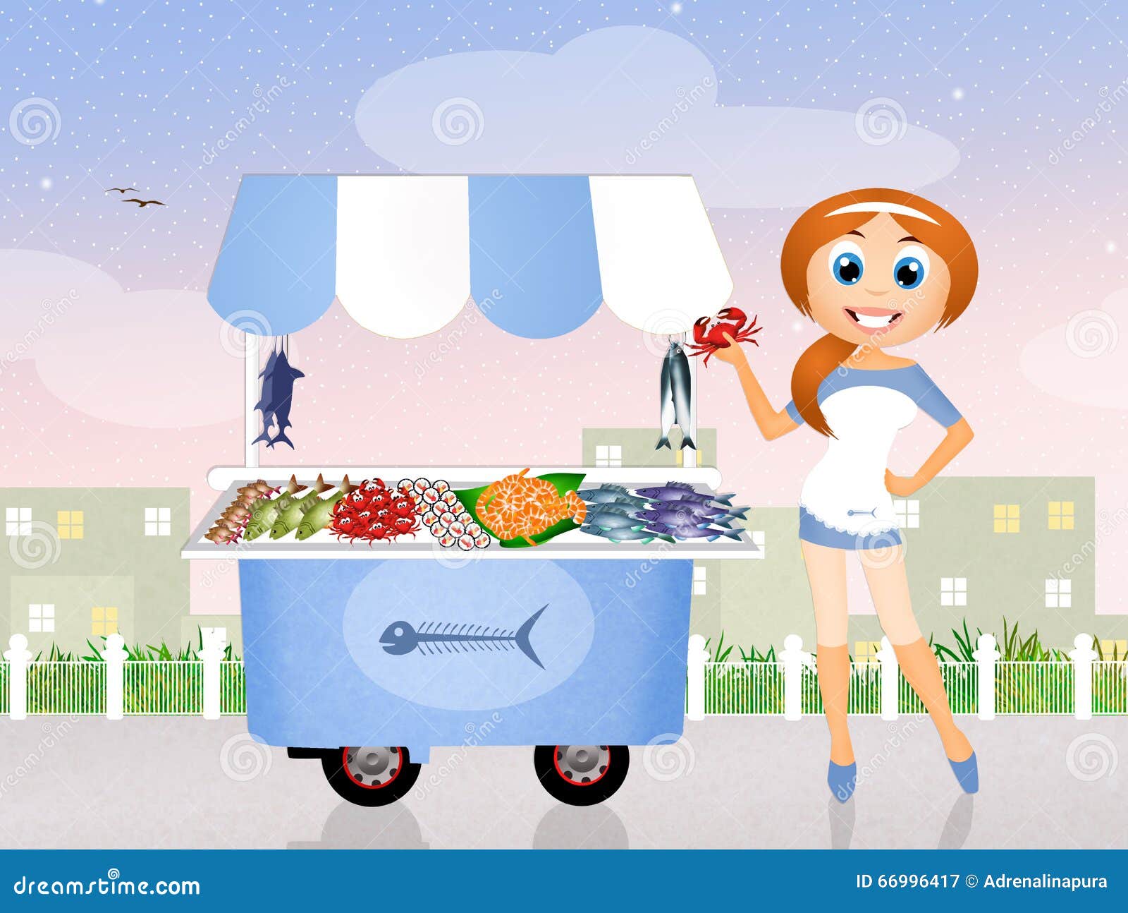 Shopping fish stock illustration. Illustration of shop - 66996417