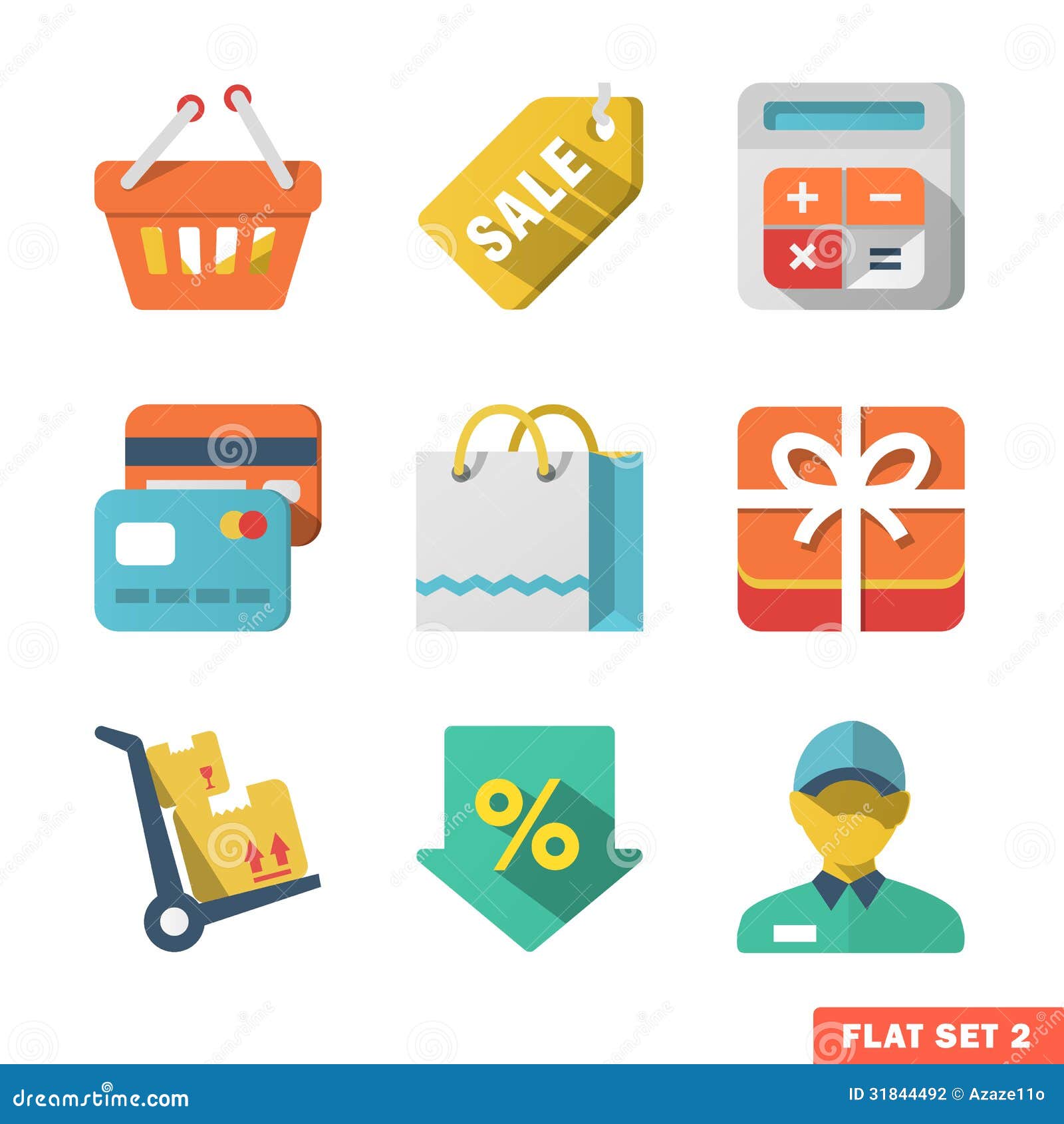 Shopping Flat Icon Set for Web and Mobile Applicat Stock Vector ...