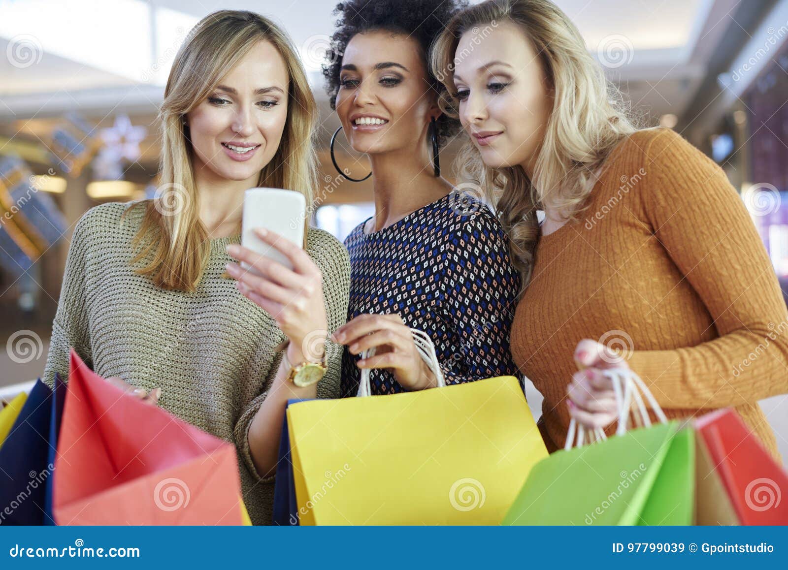 Shopping with friends stock image. Image of group, casual - 97799039