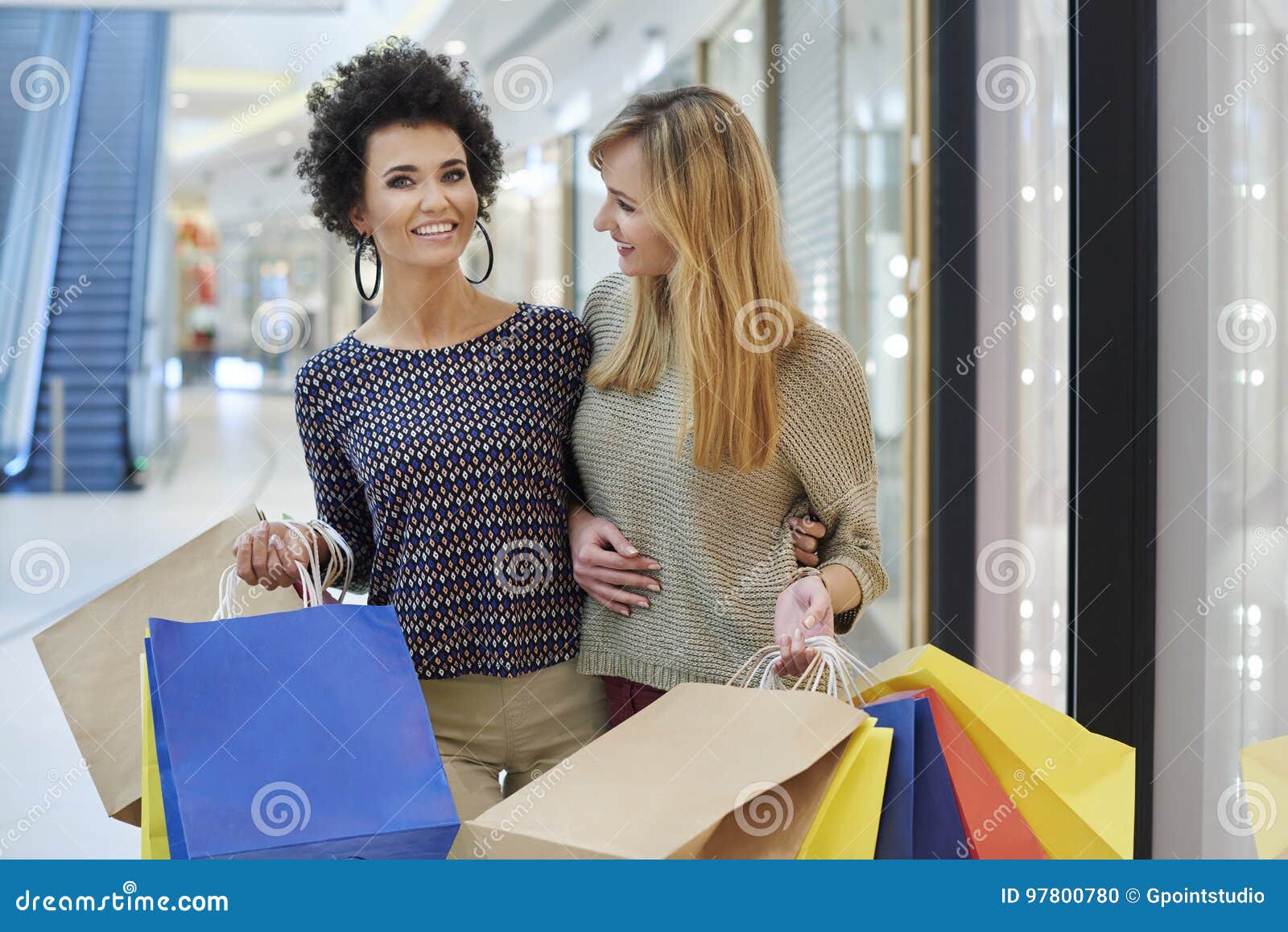 Shopping with friends stock photo. Image of buying, group - 97800780