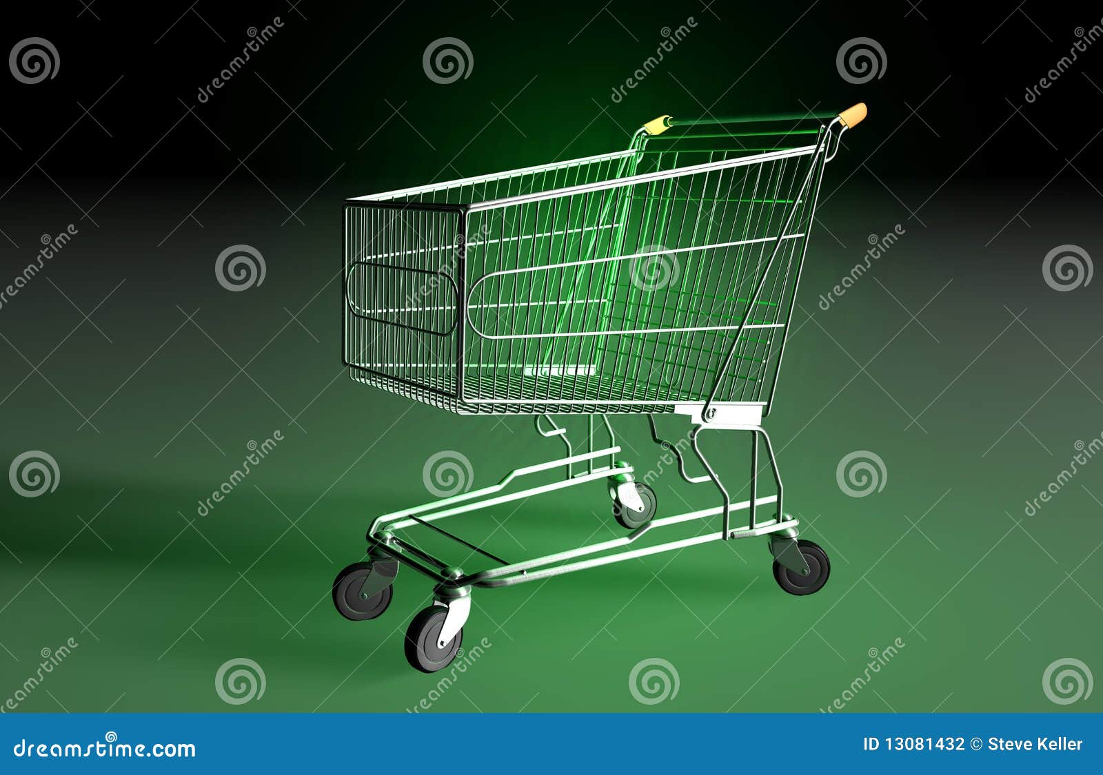 Shopping Green cart stock illustration. Illustration of shopping - 13081432