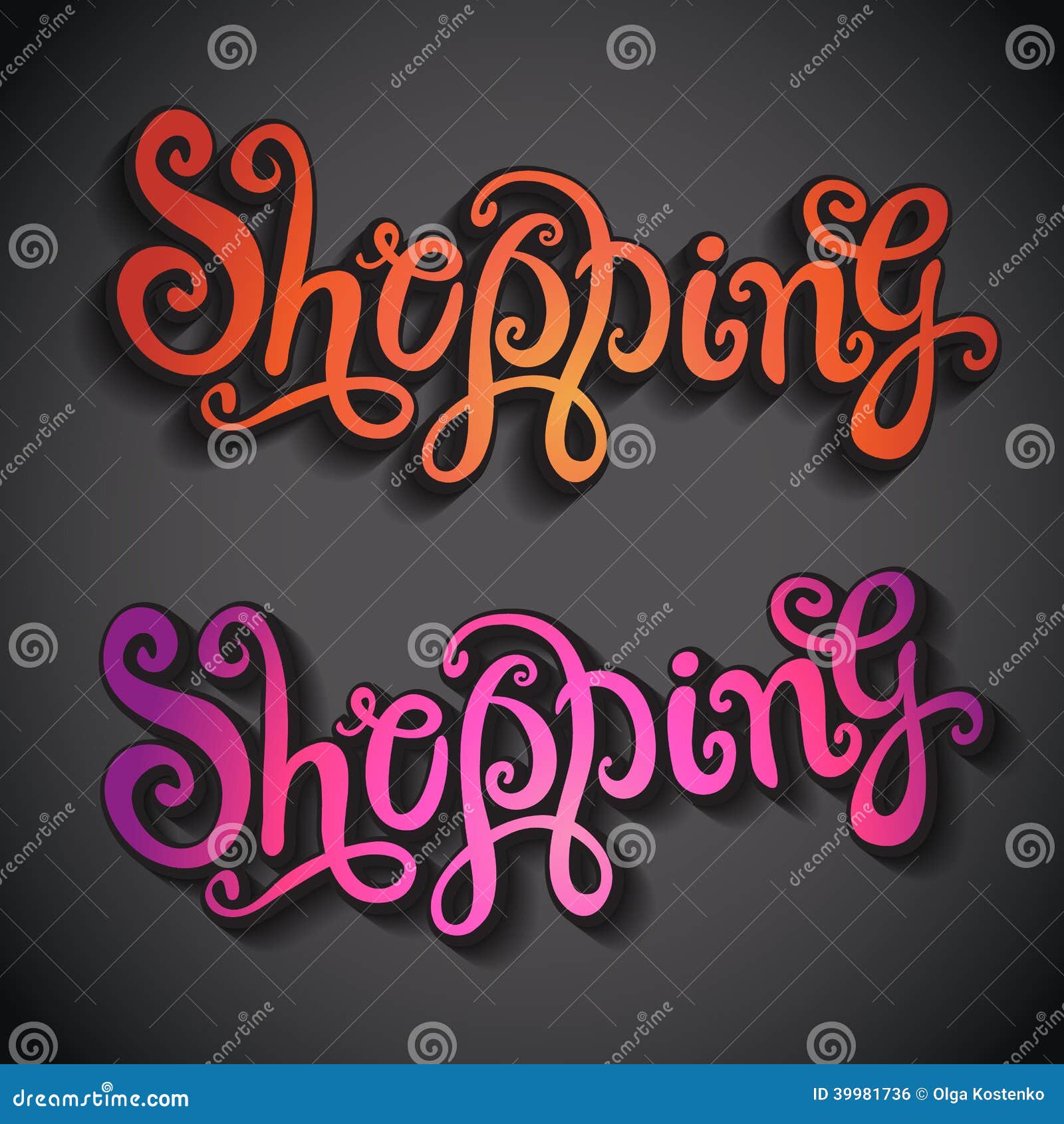 Shopping hand lettering stock vector. Illustration of hand - 39981736