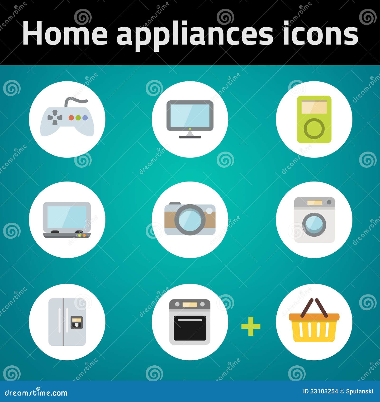 Shopping Home Appliances Flat Icon Set Stock Vector - Illustration of ...