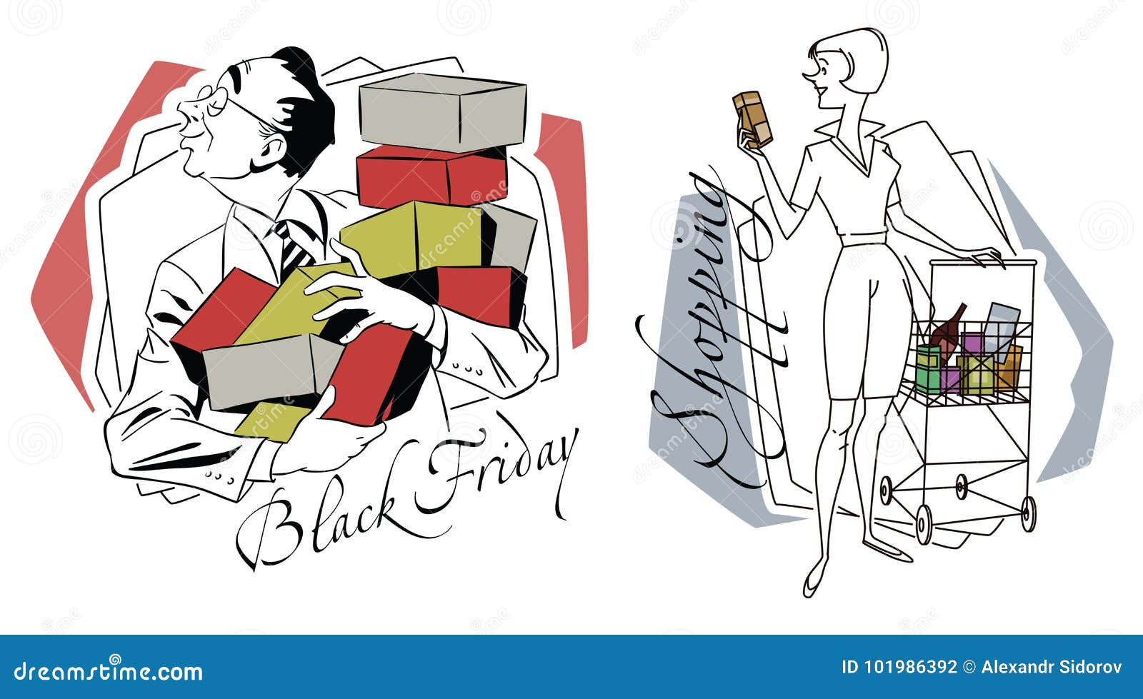 Shopping. Humans in Store. Stock Illustration. Stock Vector ...