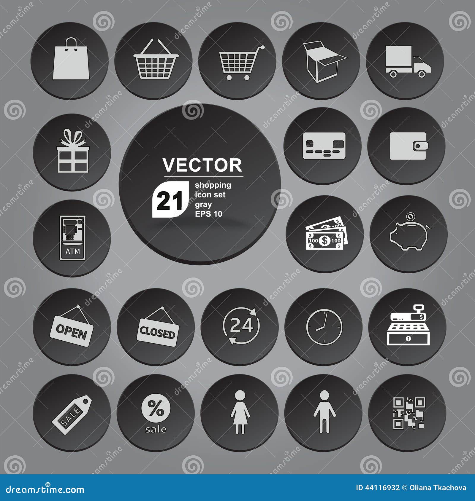 Shopping icon set gray stock vector. Illustration of delivery - 44116932