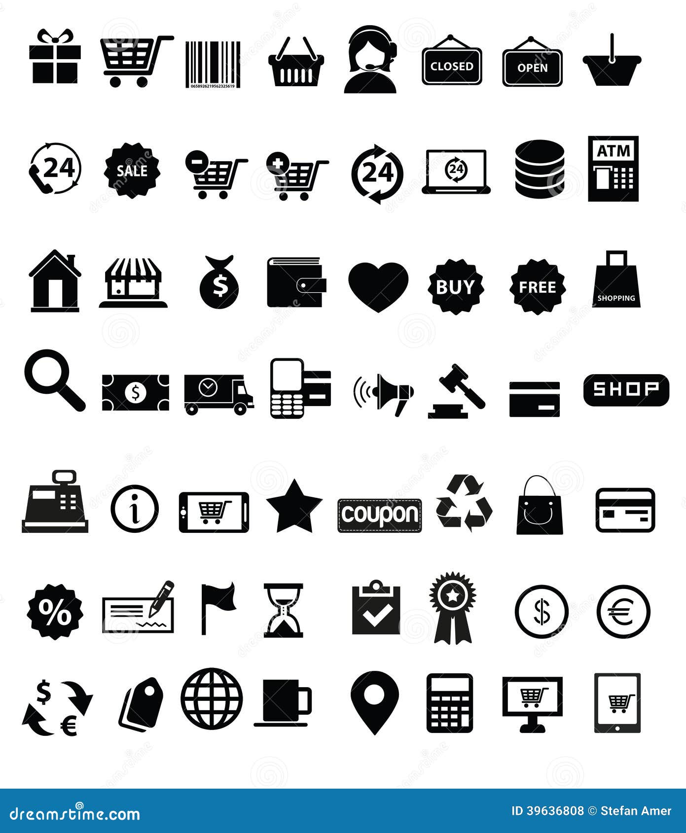 Shopping icon set stock vector. Illustration of commerce - 39636808