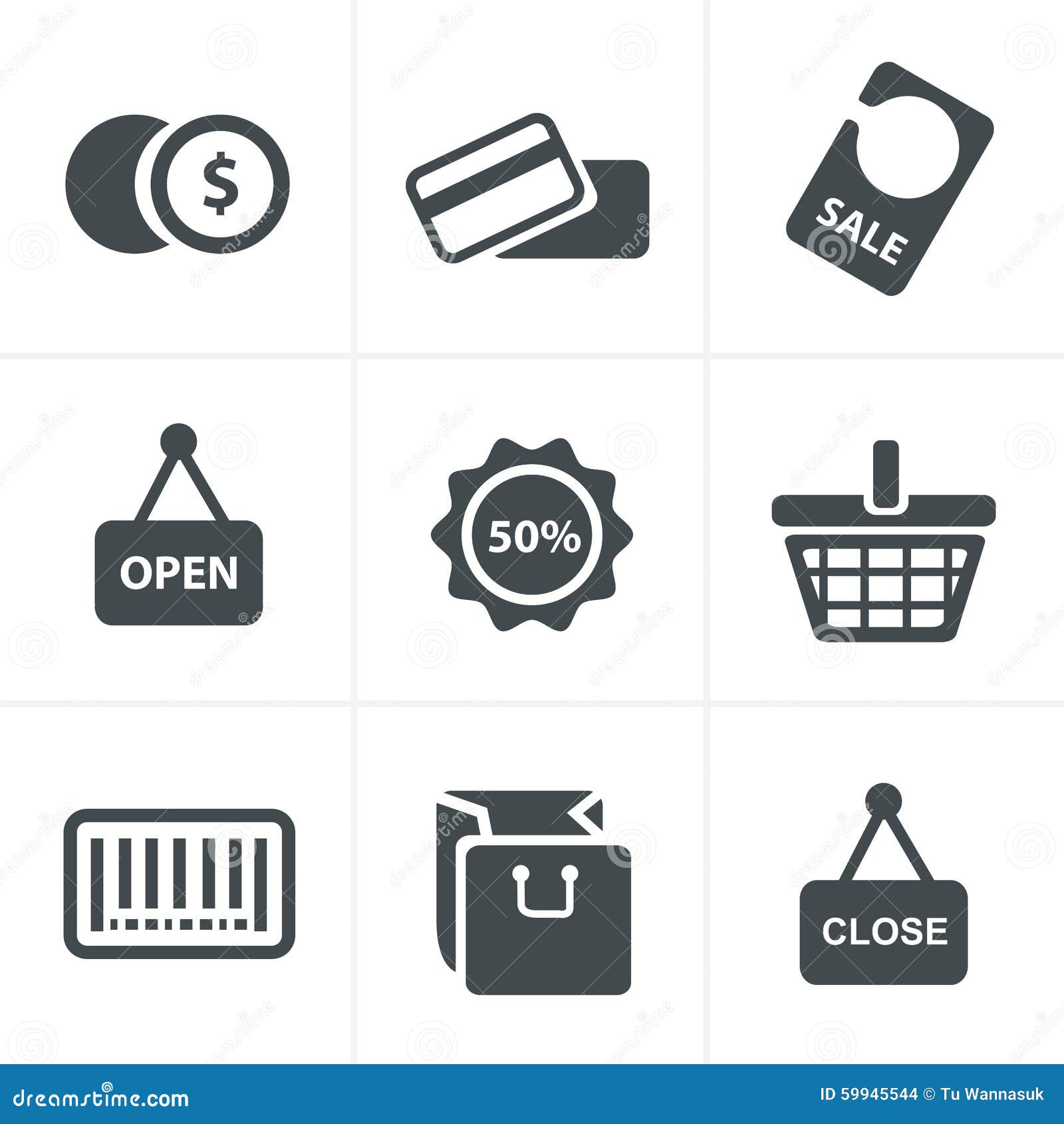 Shopping Icon Set stock illustration. Illustration of icon - 59945544