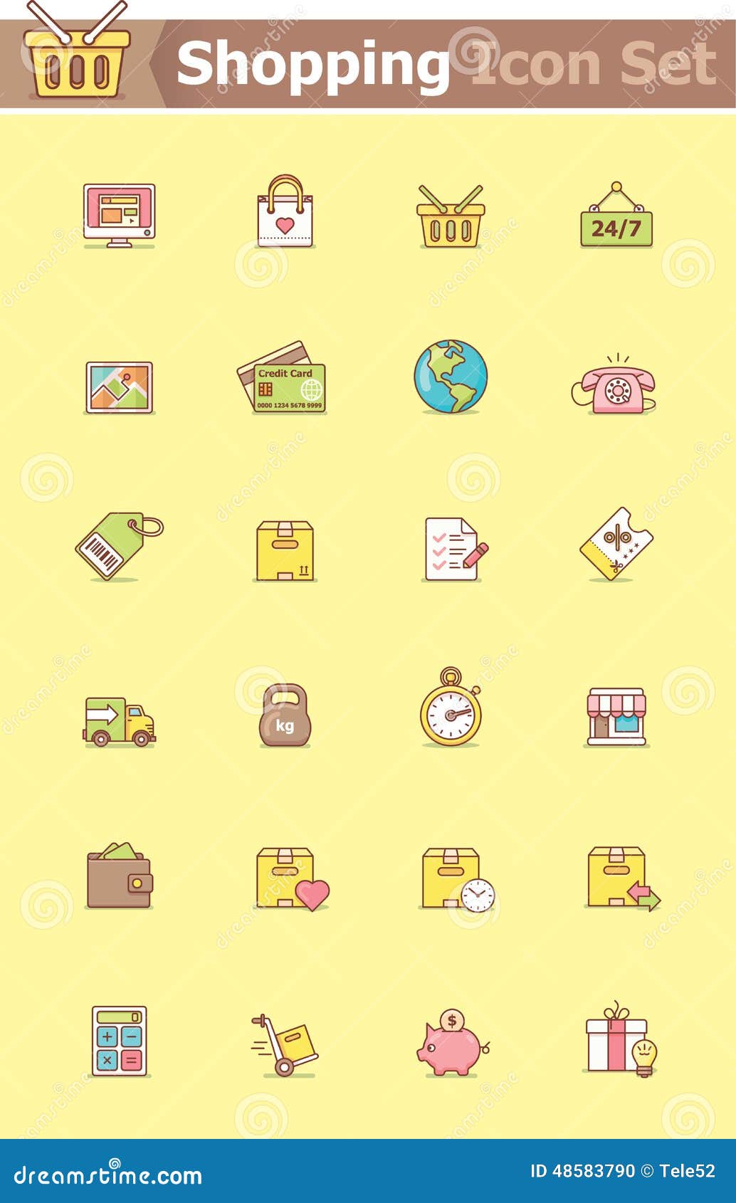 Shopping icon set stock vector. Illustration of calculator - 48583790