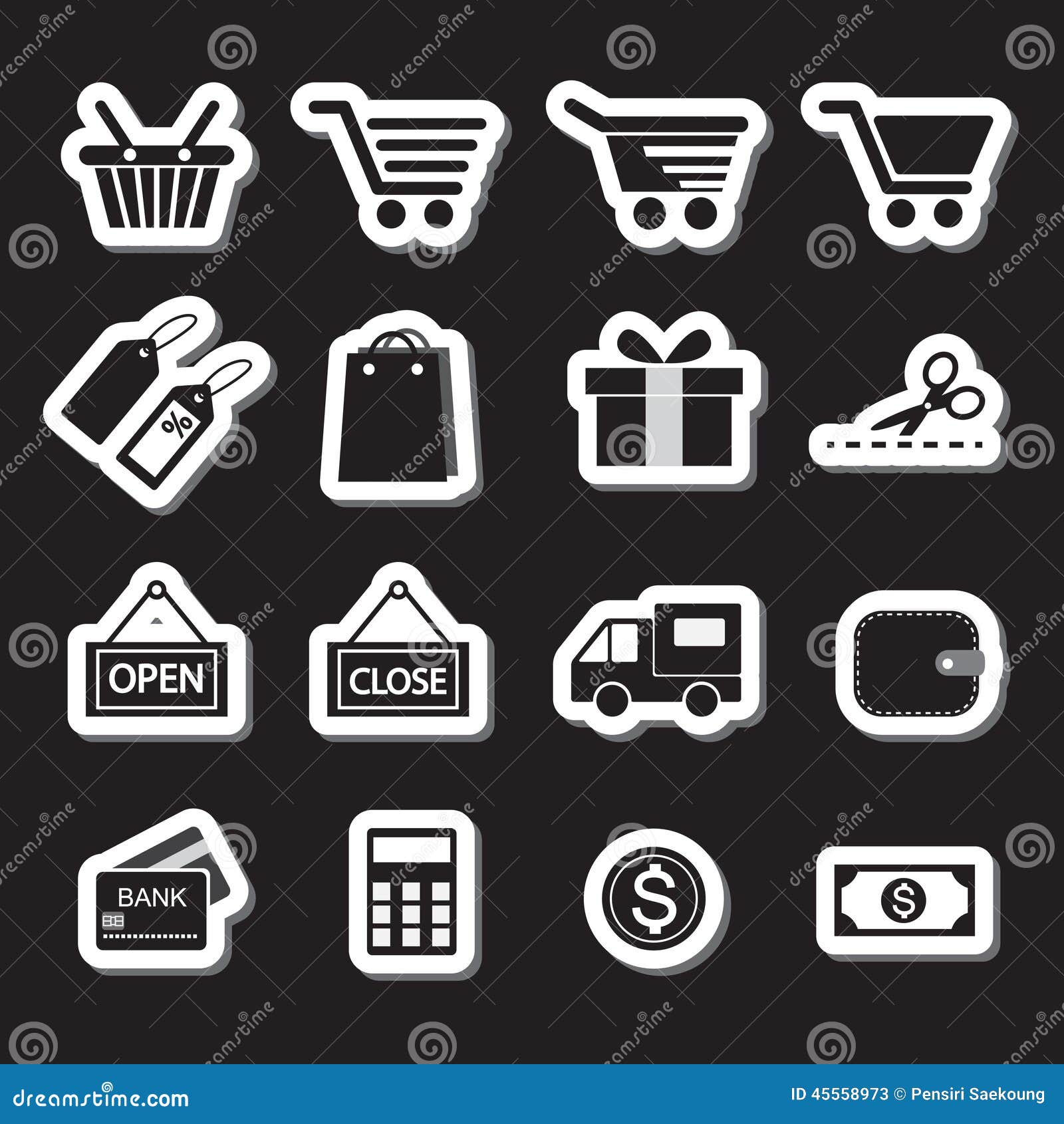 Shopping Icon Set. Simplus Series Stock Vector - Illustration of group ...