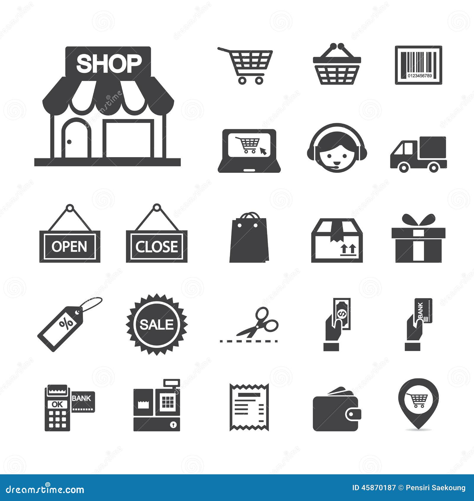 Shopping icon stock vector. Illustration of barcode, open - 45870187