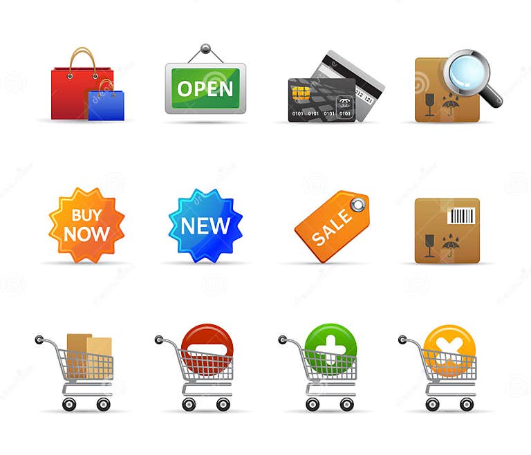 Shopping icons stock vector. Illustration of icon, painting - 10476656