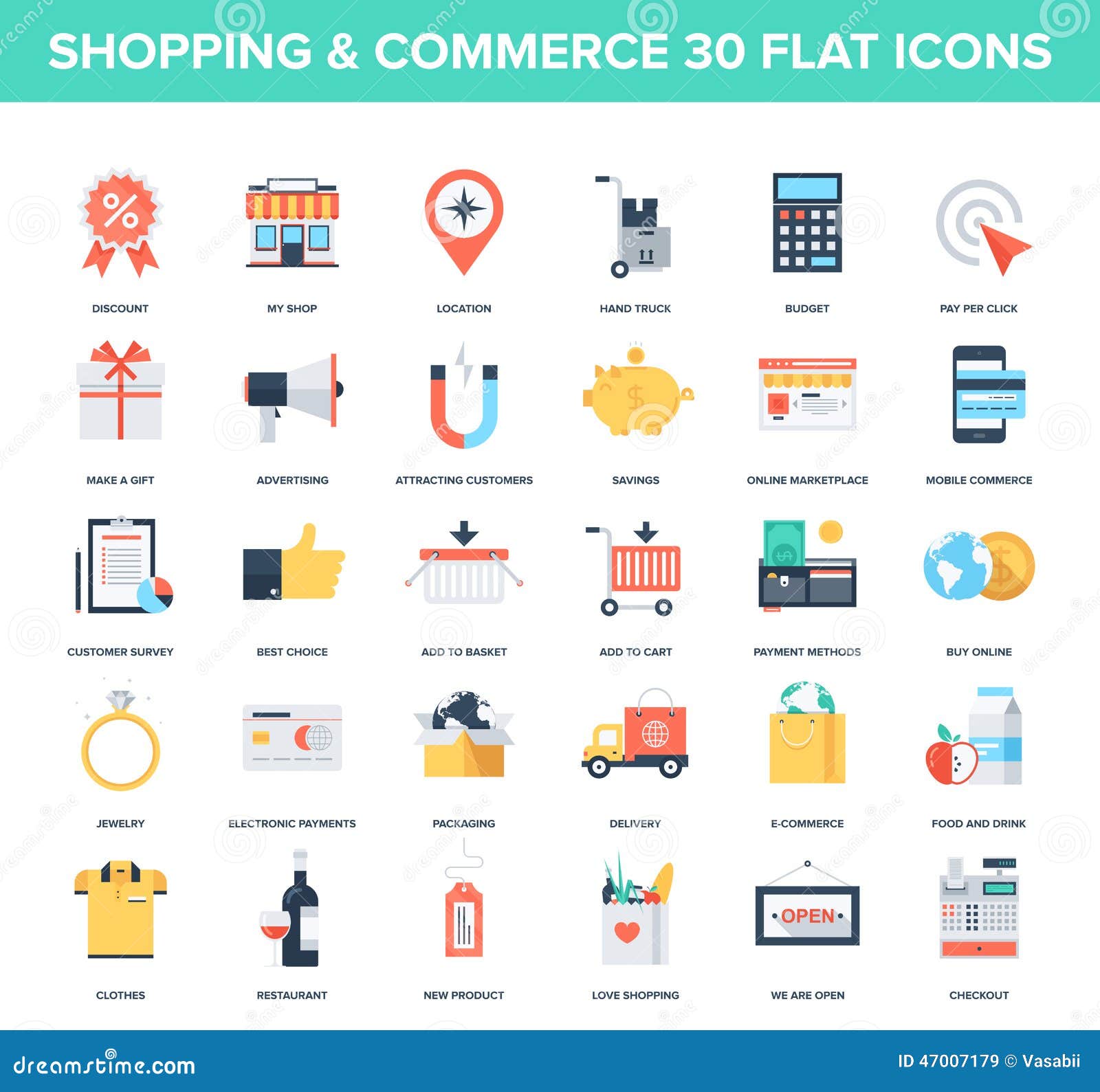 Shopping Icons stock illustration. Illustration of currency - 47007179