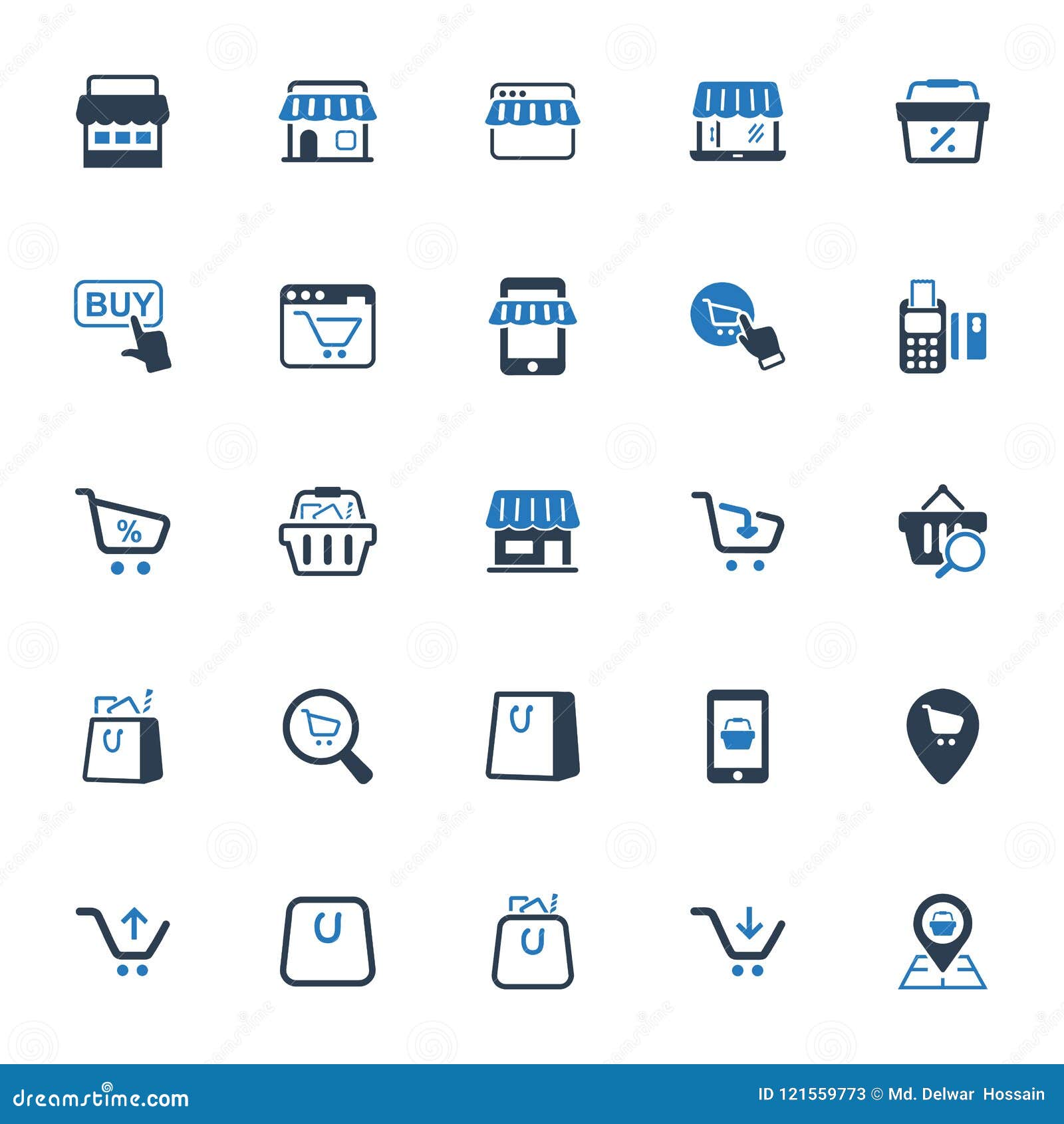 Shopping Icons - Blue Version Stock Vector - Illustration of cart, mall ...