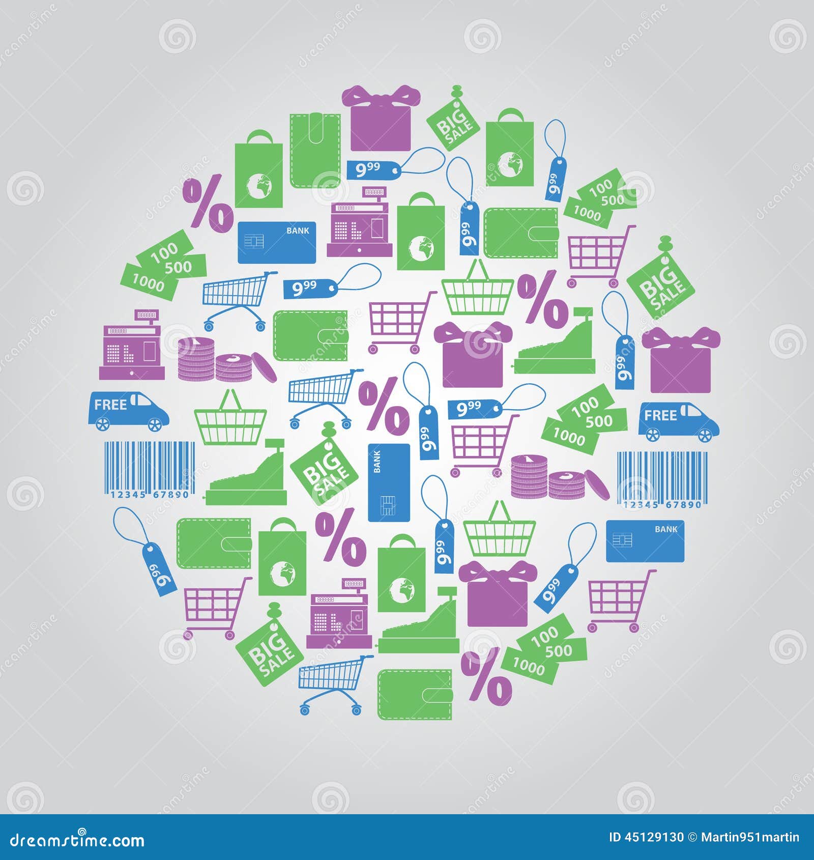 Shopping icons in circle stock vector. Illustration of circle - 45129130