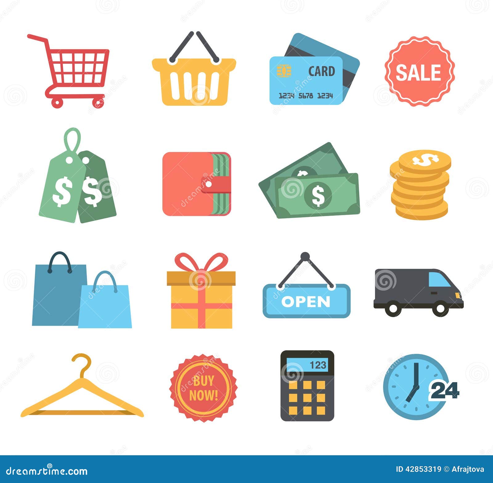 Shopping Icons stock vector. Illustration of flatdesign - 42853319