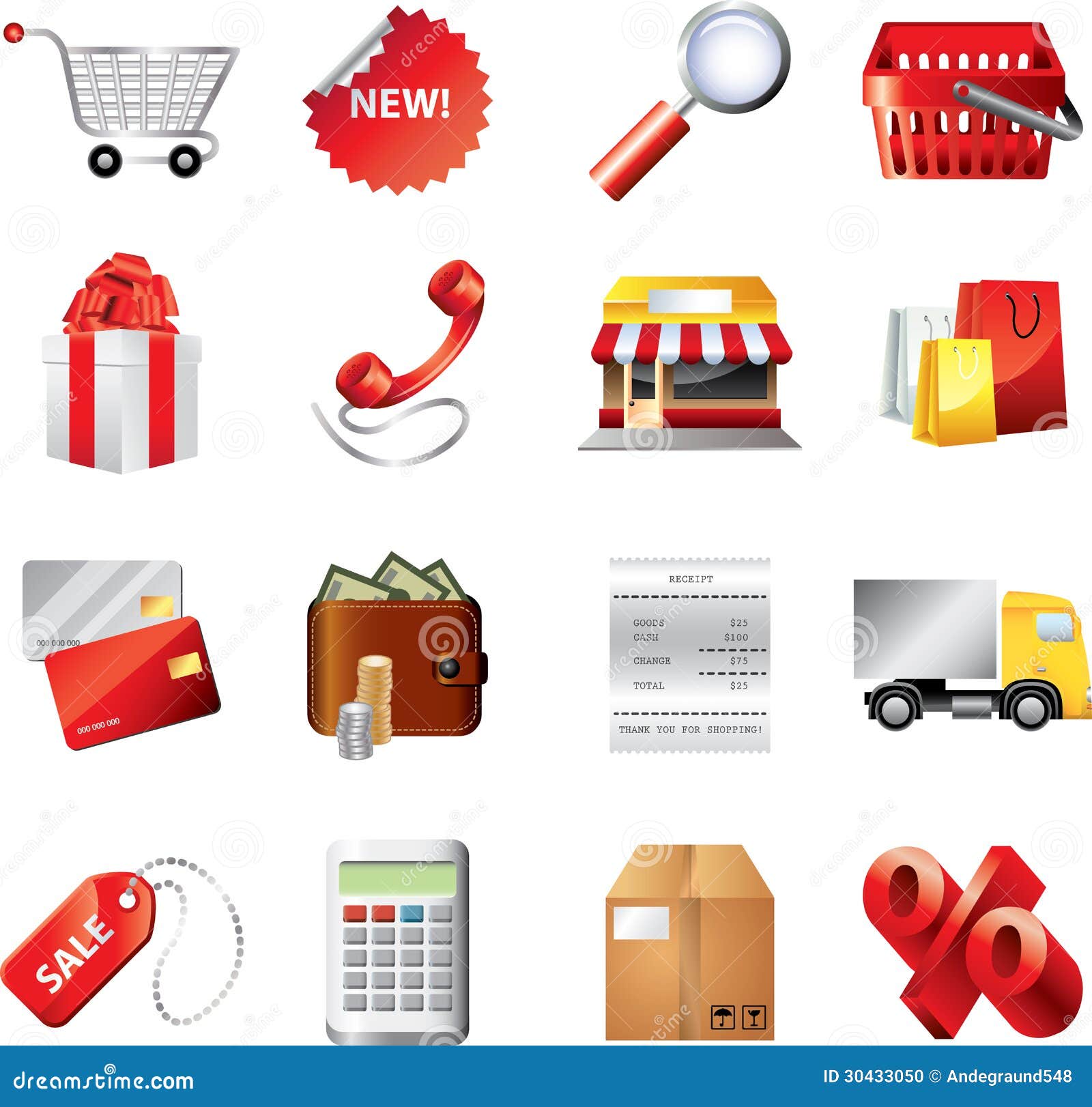 Shopping Icons Detailed Set Stock Vector - Illustration of consumerism ...