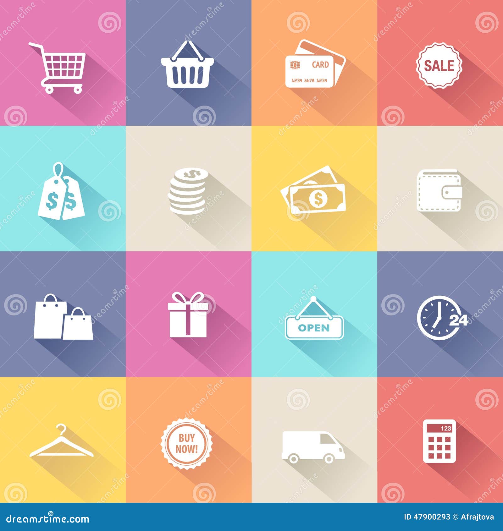 Shopping Icons - Flat Design Stock Vector - Illustration of currency ...