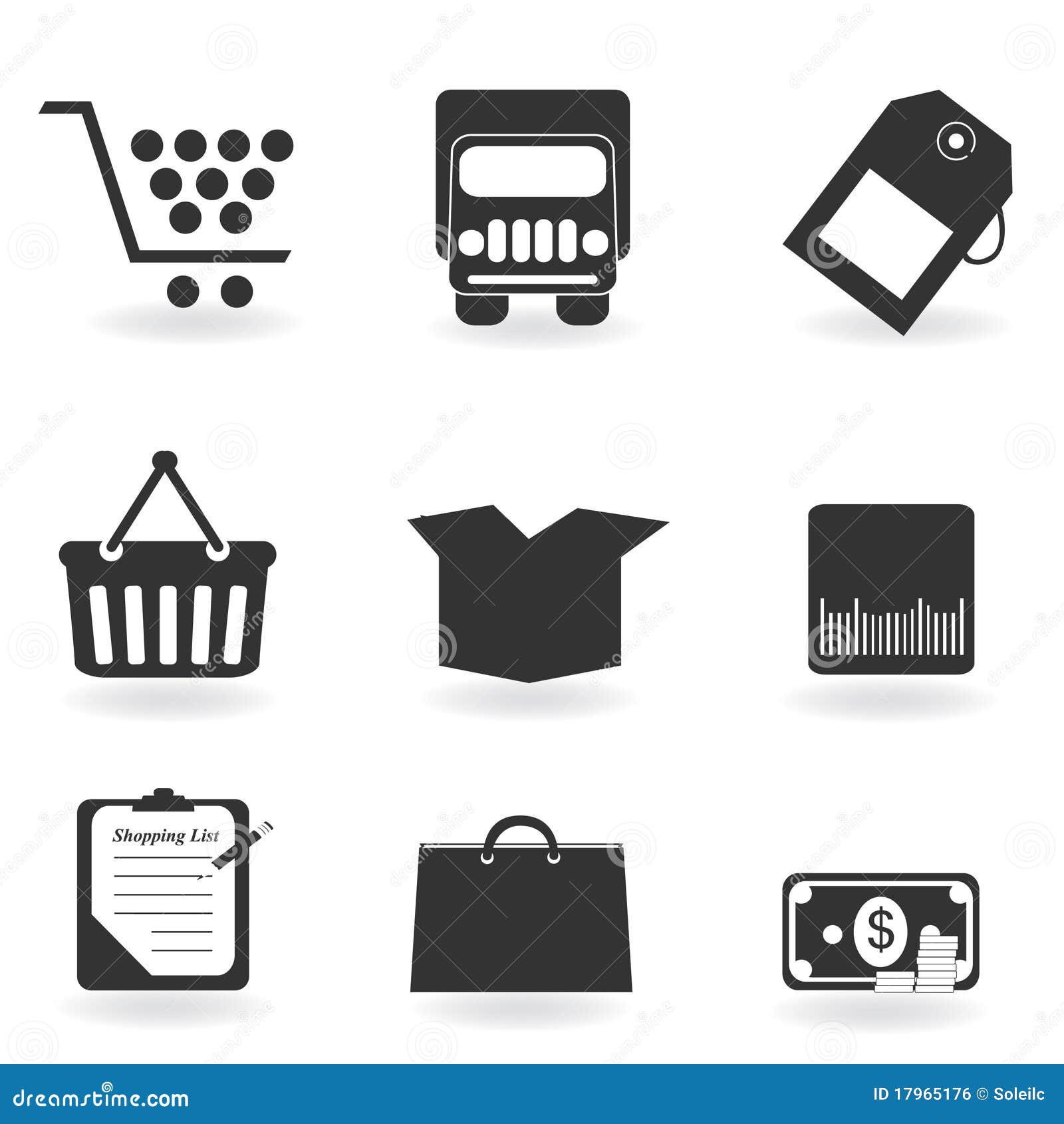 Shopping Icons in Grayscale Stock Vector - Illustration of vector ...