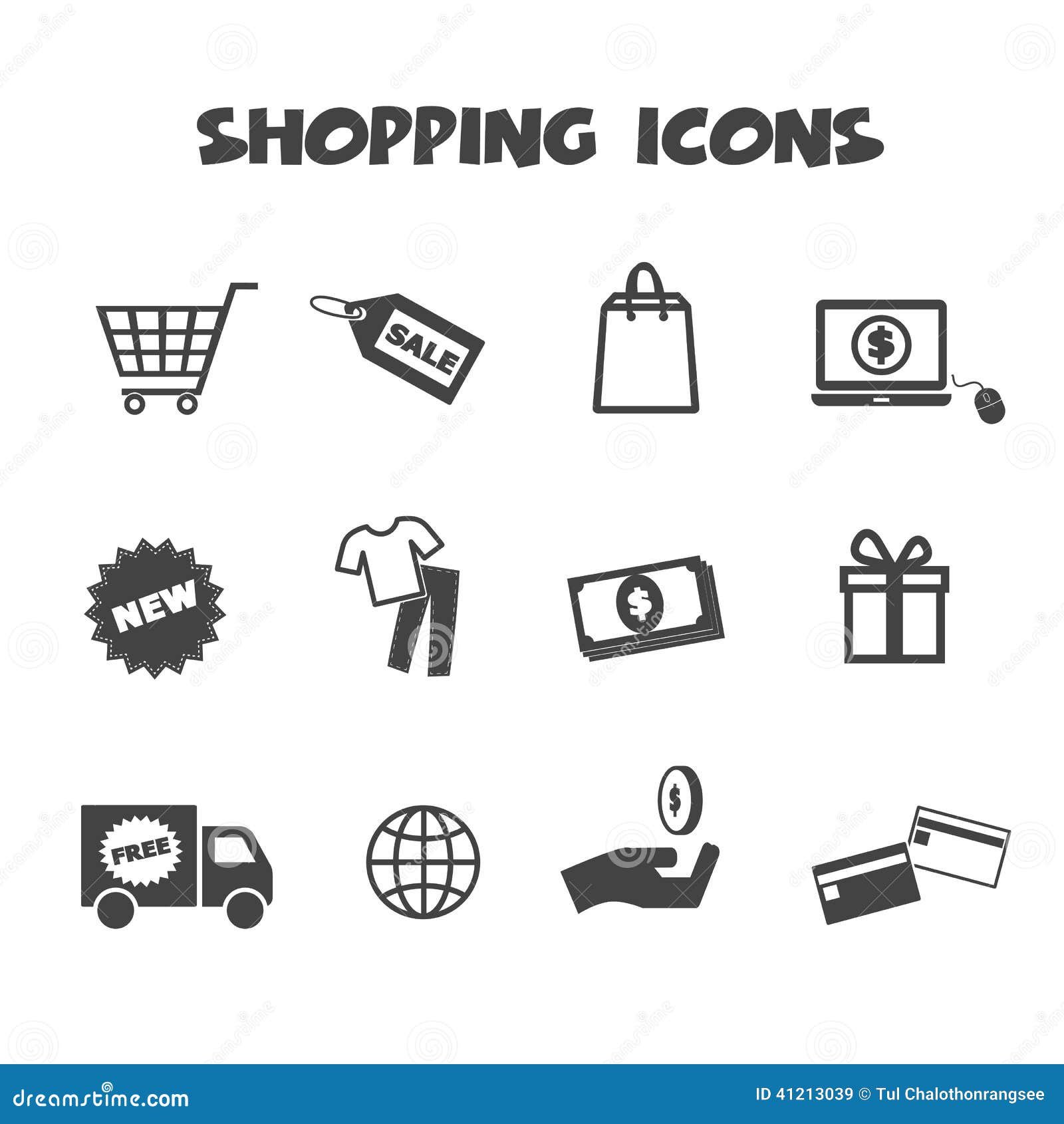 Shopping icons stock vector. Illustration of icon, business - 41213039